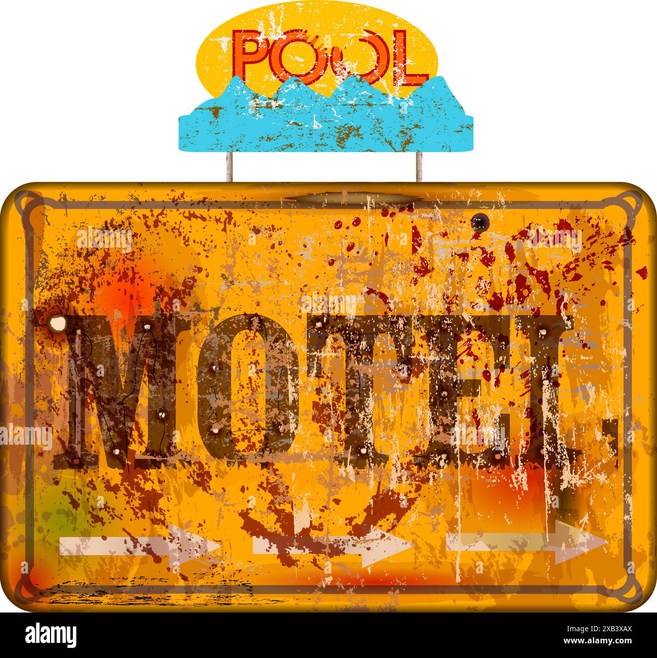 super grungy vintage USA motel sign,heavily rusted and damaged retro ...