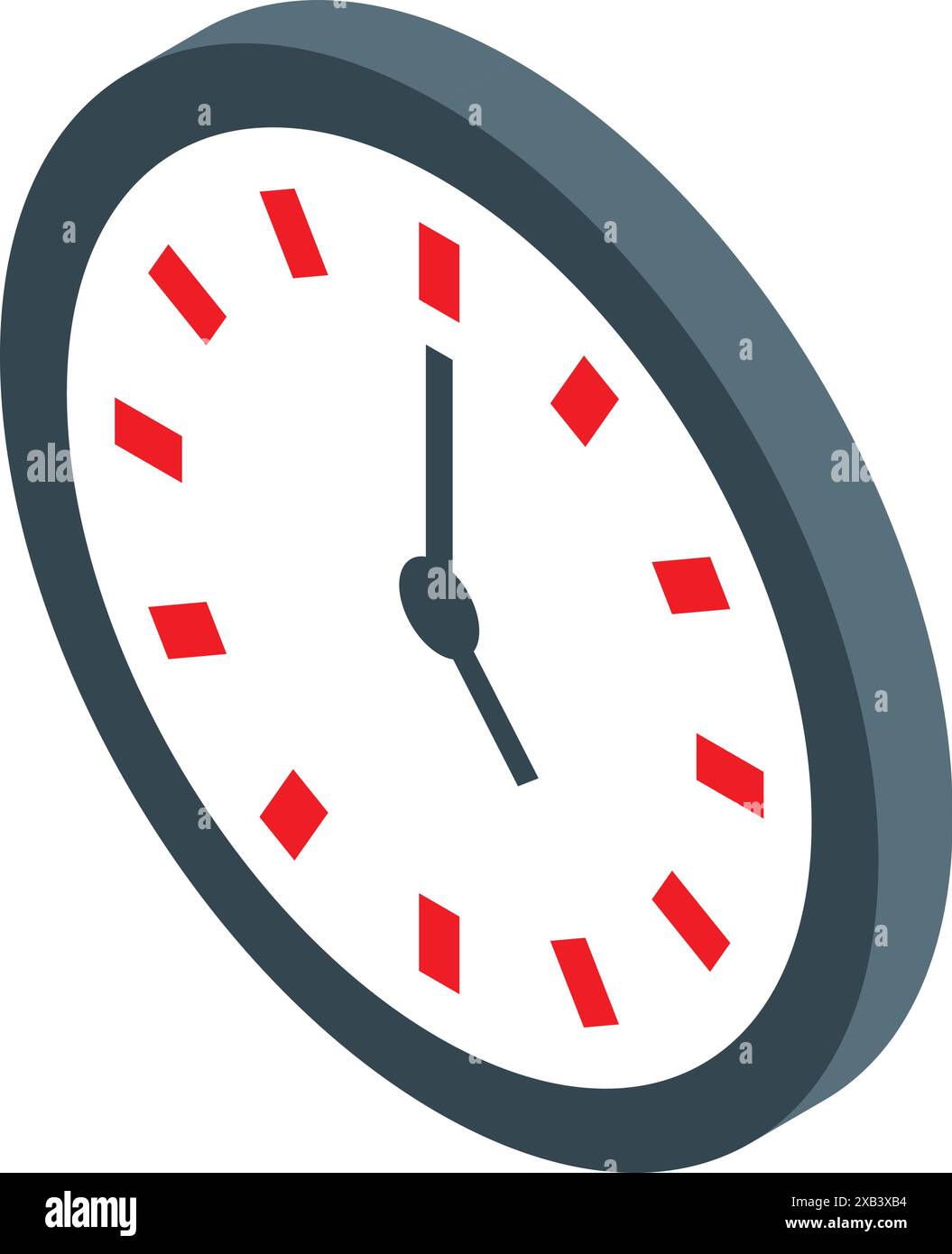 Round clock face telling the time with red markings for each passing ...