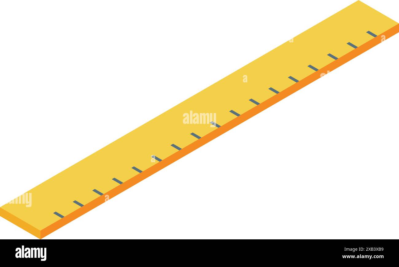 Yellow ruler tool measuring length in centimeters on white background ...