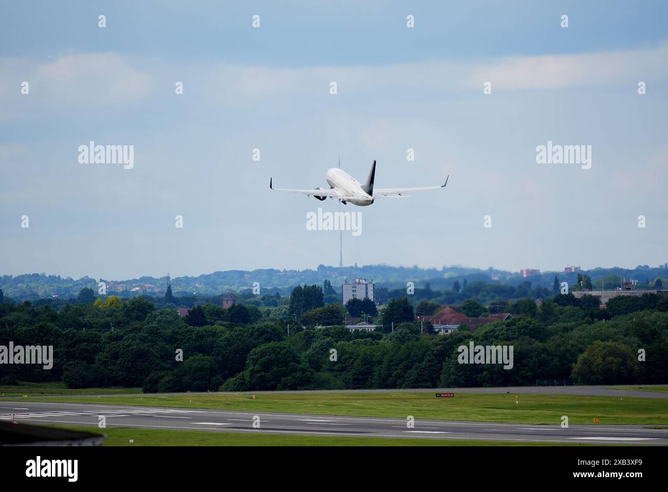 The plane carrying the England team departs from Birmingham Airport ...