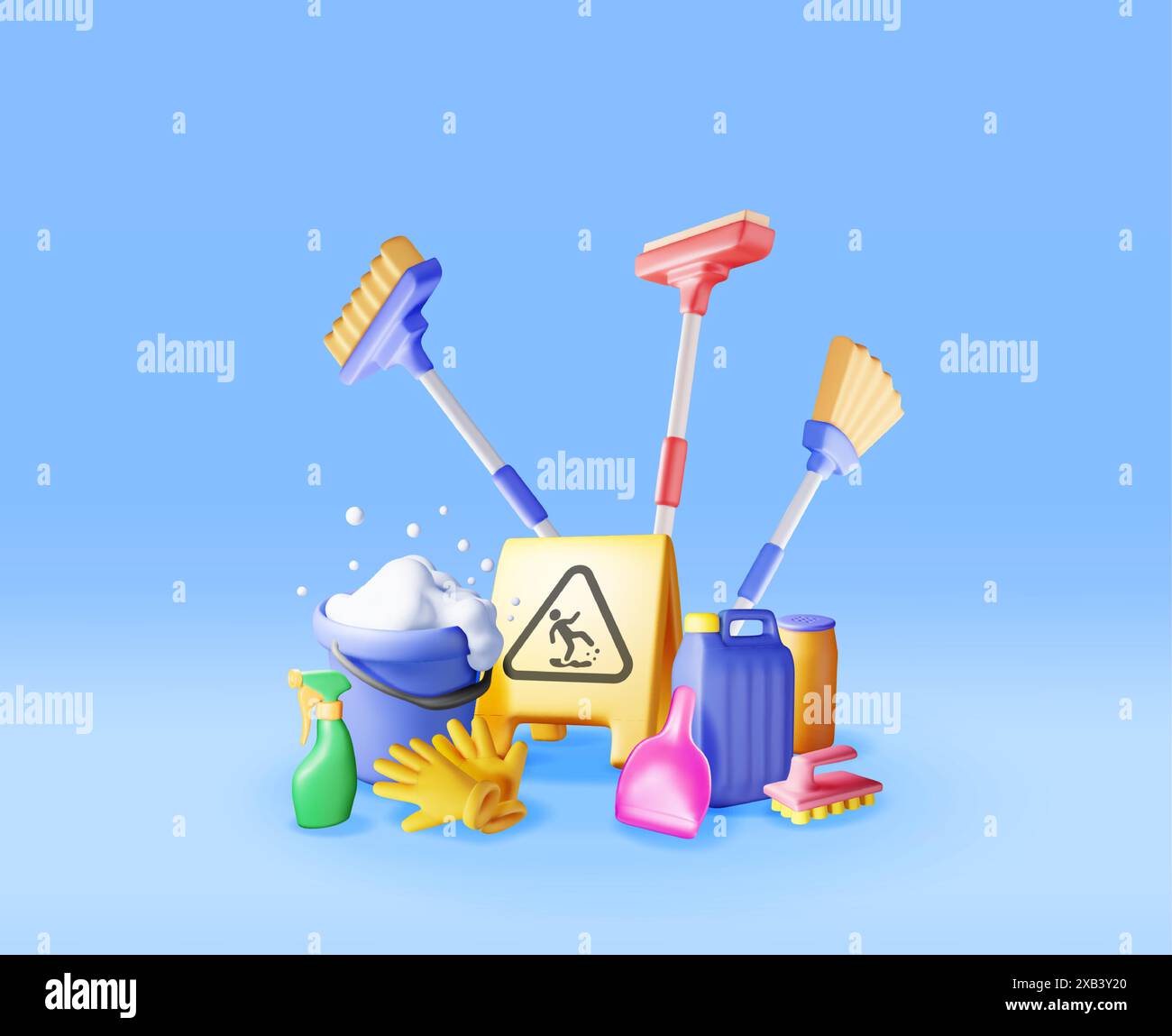 3D set of home cleaning tools isolated Stock Vector Image & Art - Alamy
