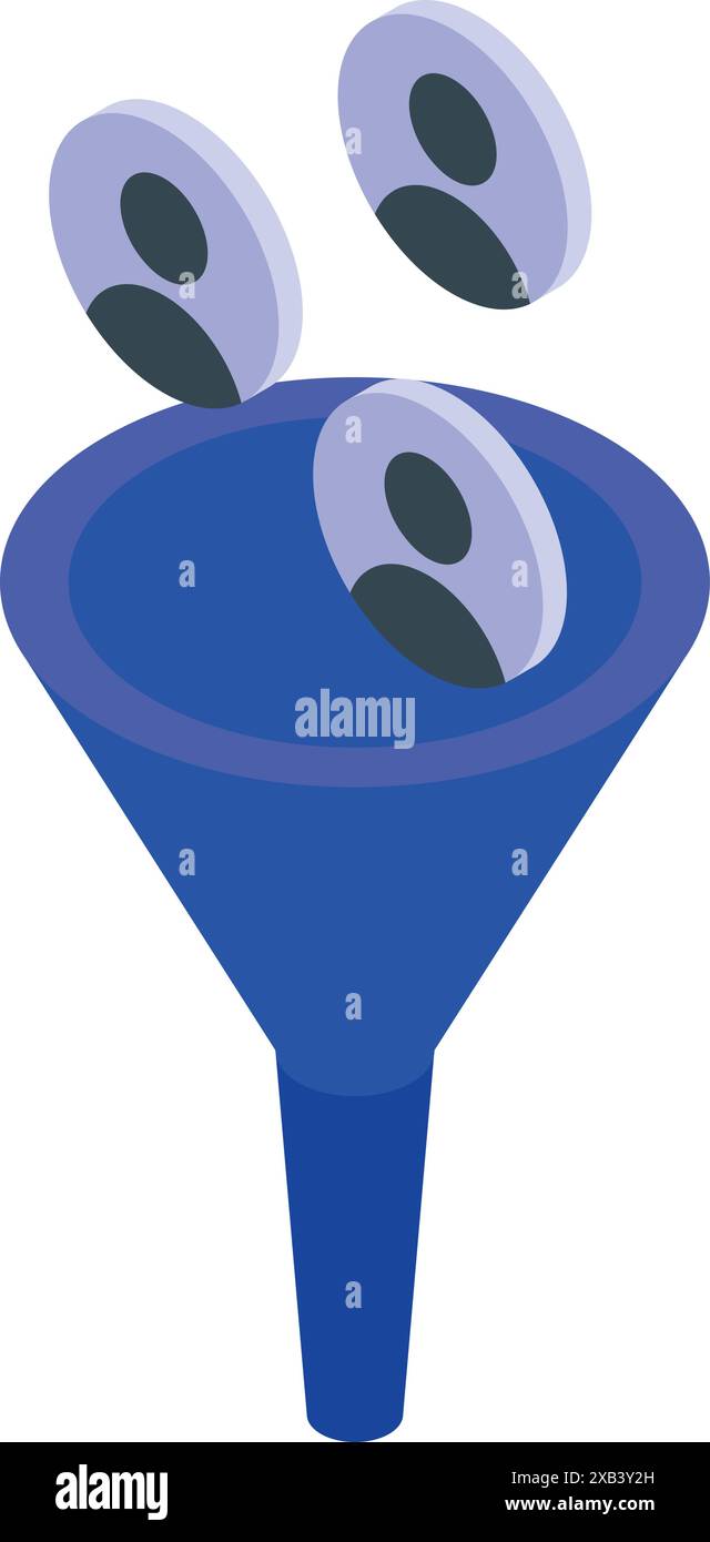 Blue sales funnel is filtering customer avatars, showing the process of ...