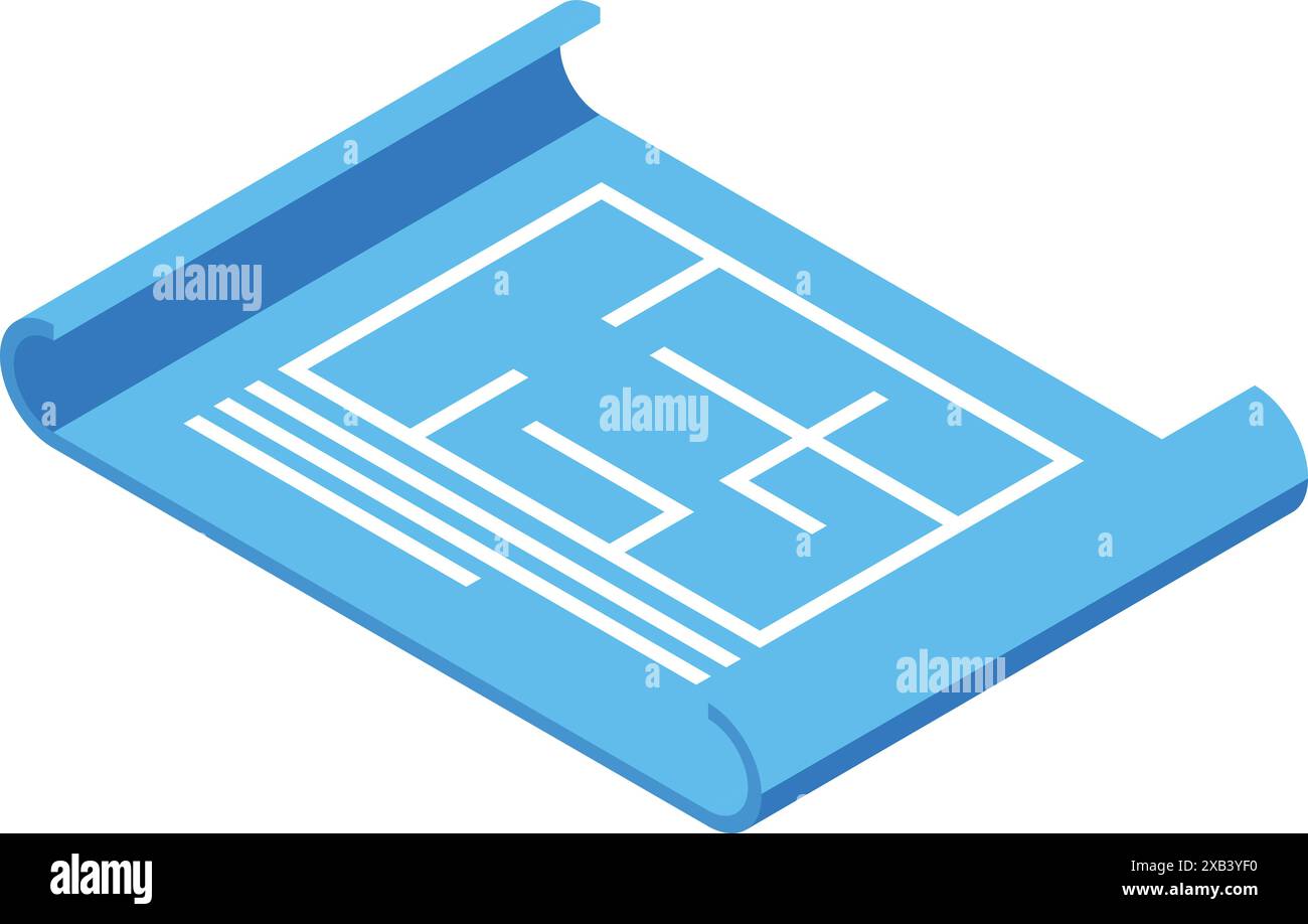 Blue house plan showing construction project with walls, rooms and ...