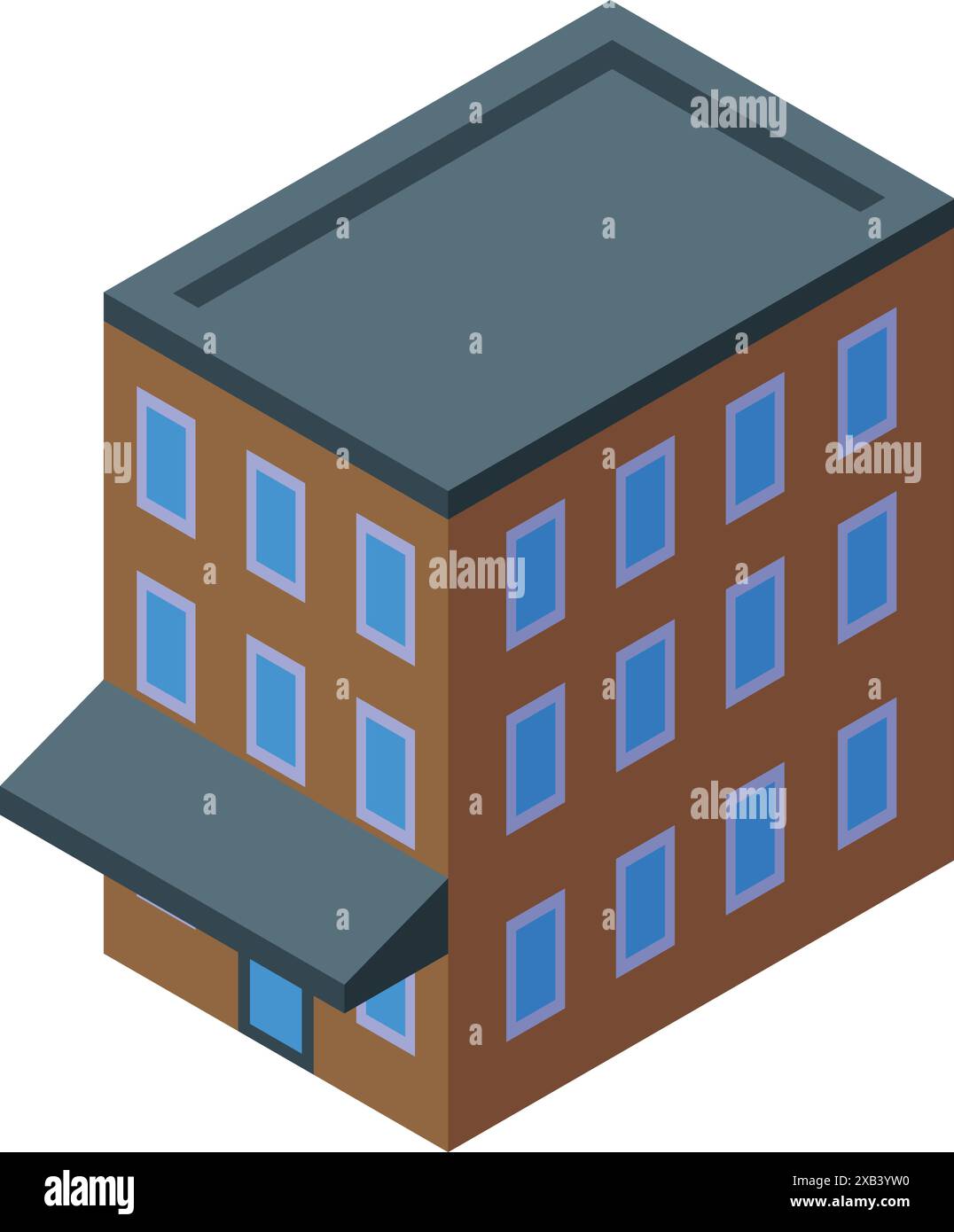 Brown city building with shop isometric icon, urban infrastructure ...