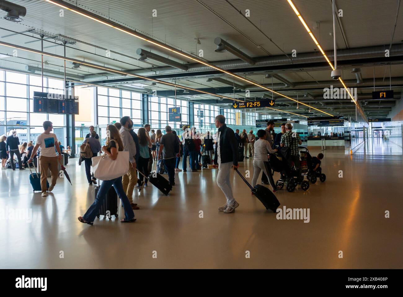 Copenhagen, Denmark, Airport, Crowd Young People, Passengers Lining up ...
