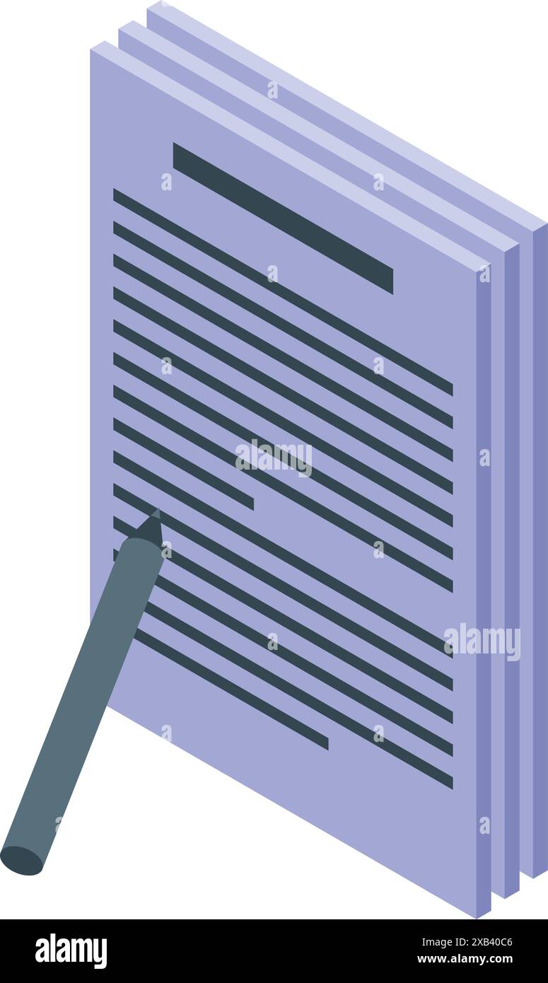 Pencil editing document isometric icon representing proofreading ...