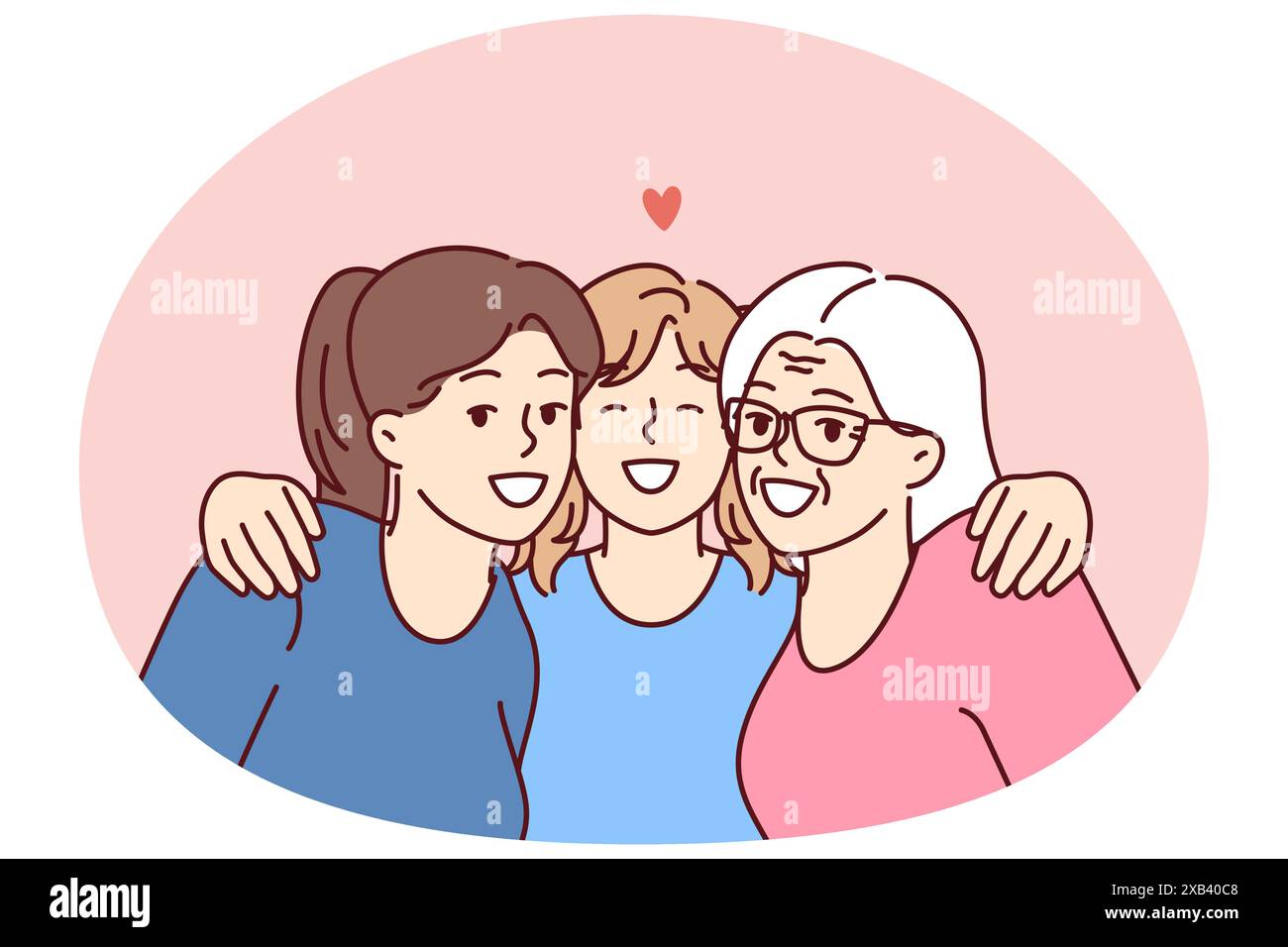 Family portrait of three female generations with teenage girl lovingly ...
