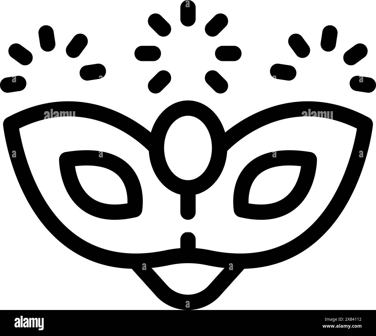 Simple line drawing of a festive carnival mask surrounded by exploding ...