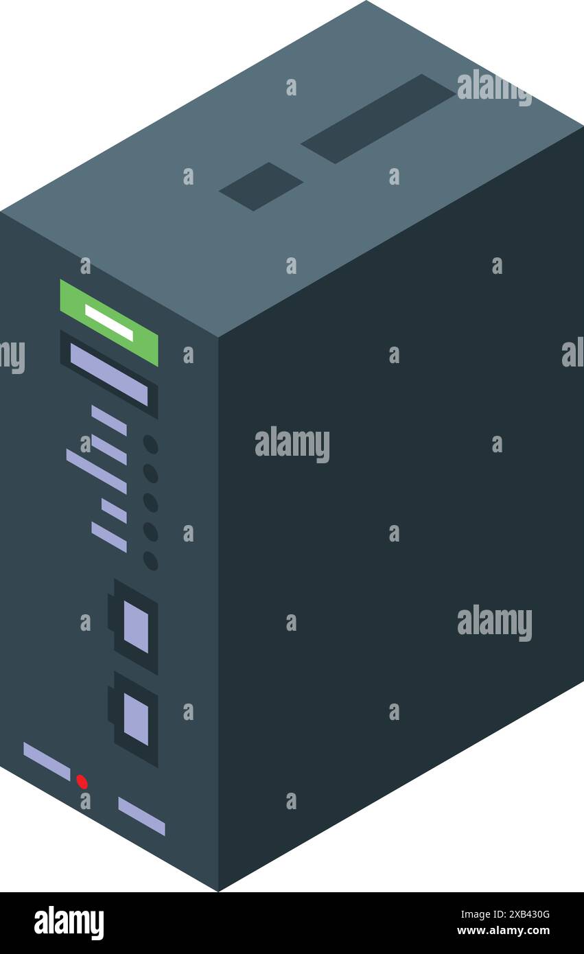 Black server unit is standing and processing data with a green light ...