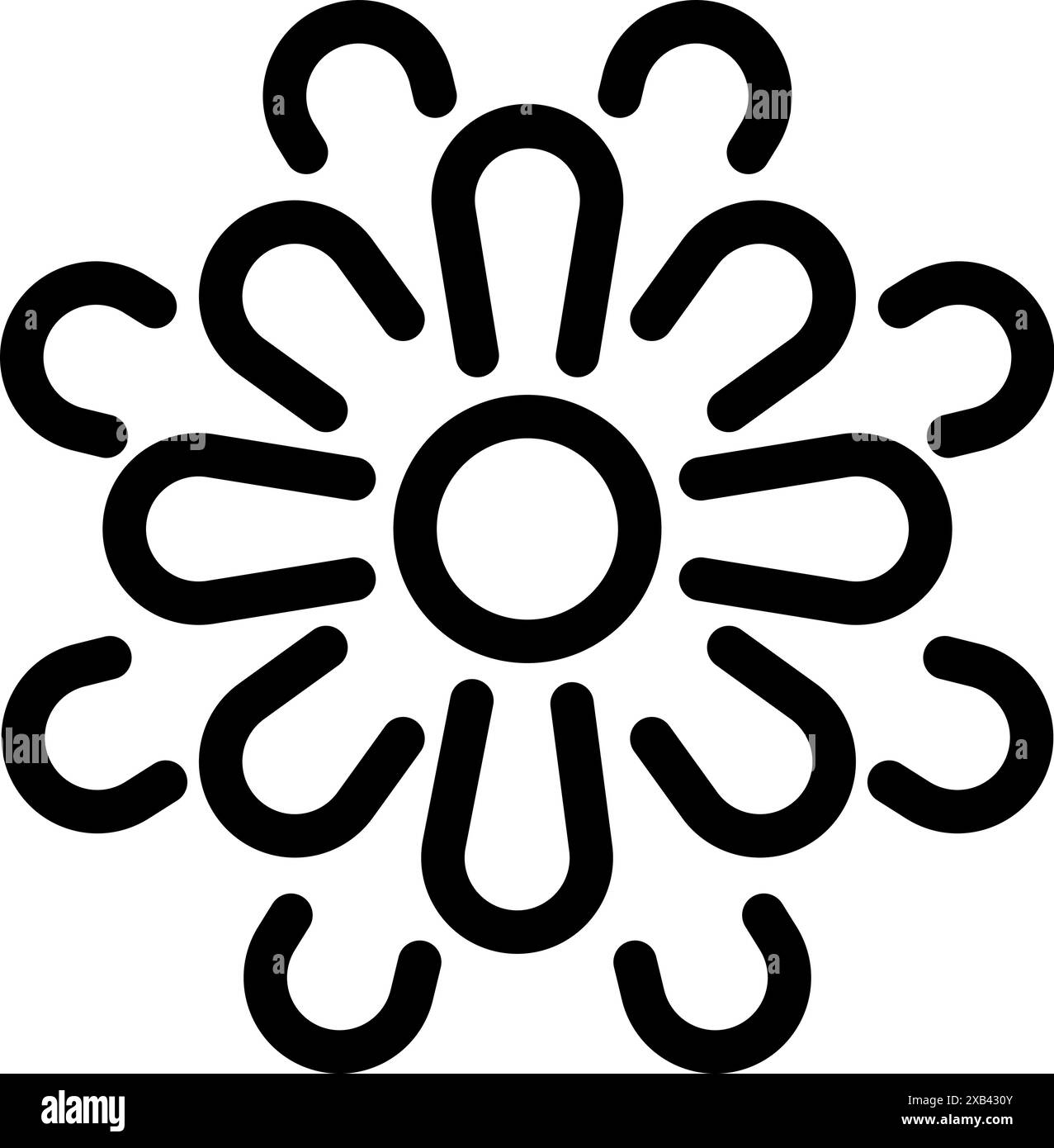 Abstract circular shape with curved lines radiating outward forming a ...