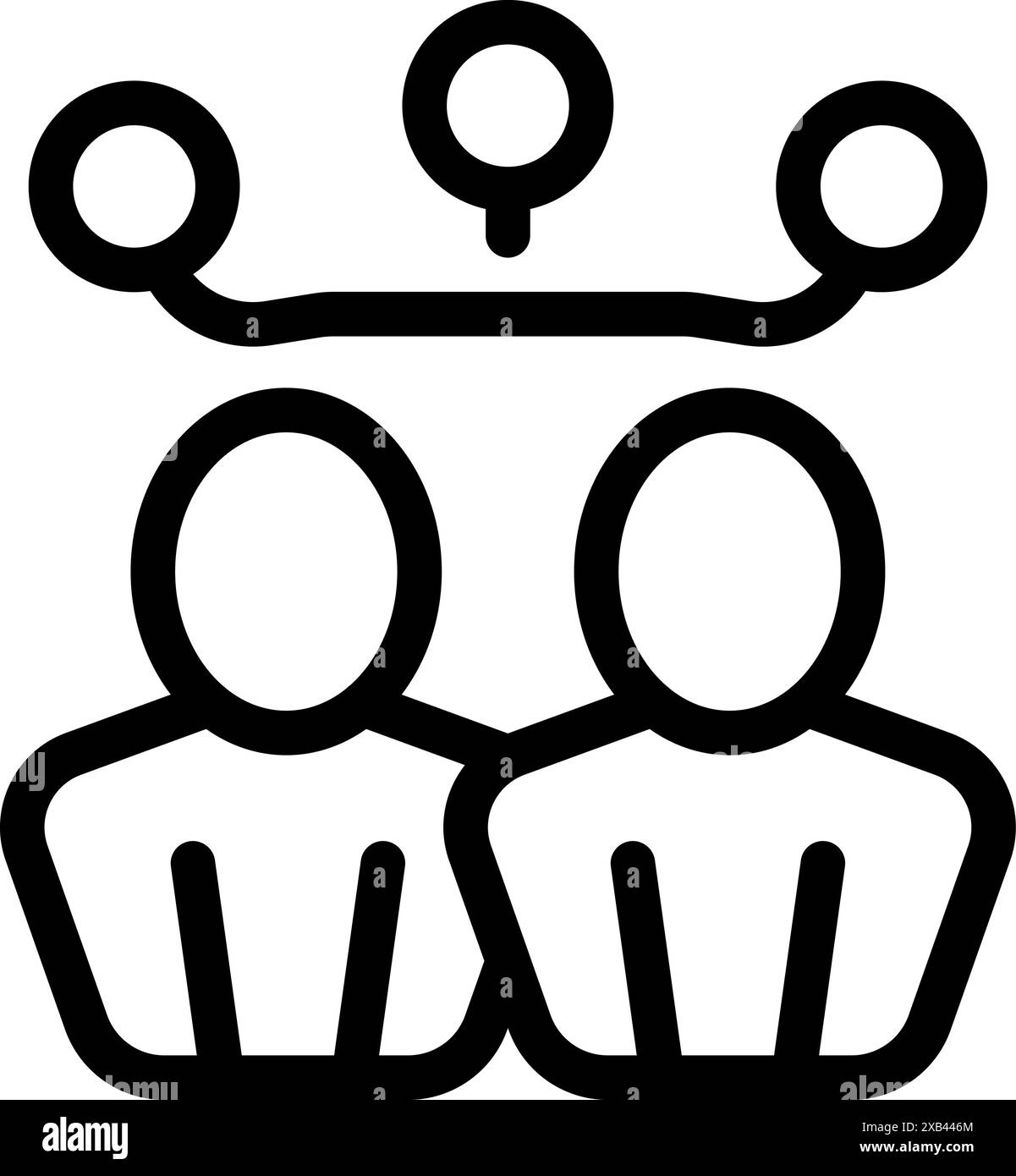 Two businessmen are connecting and sharing ideas through a network ...