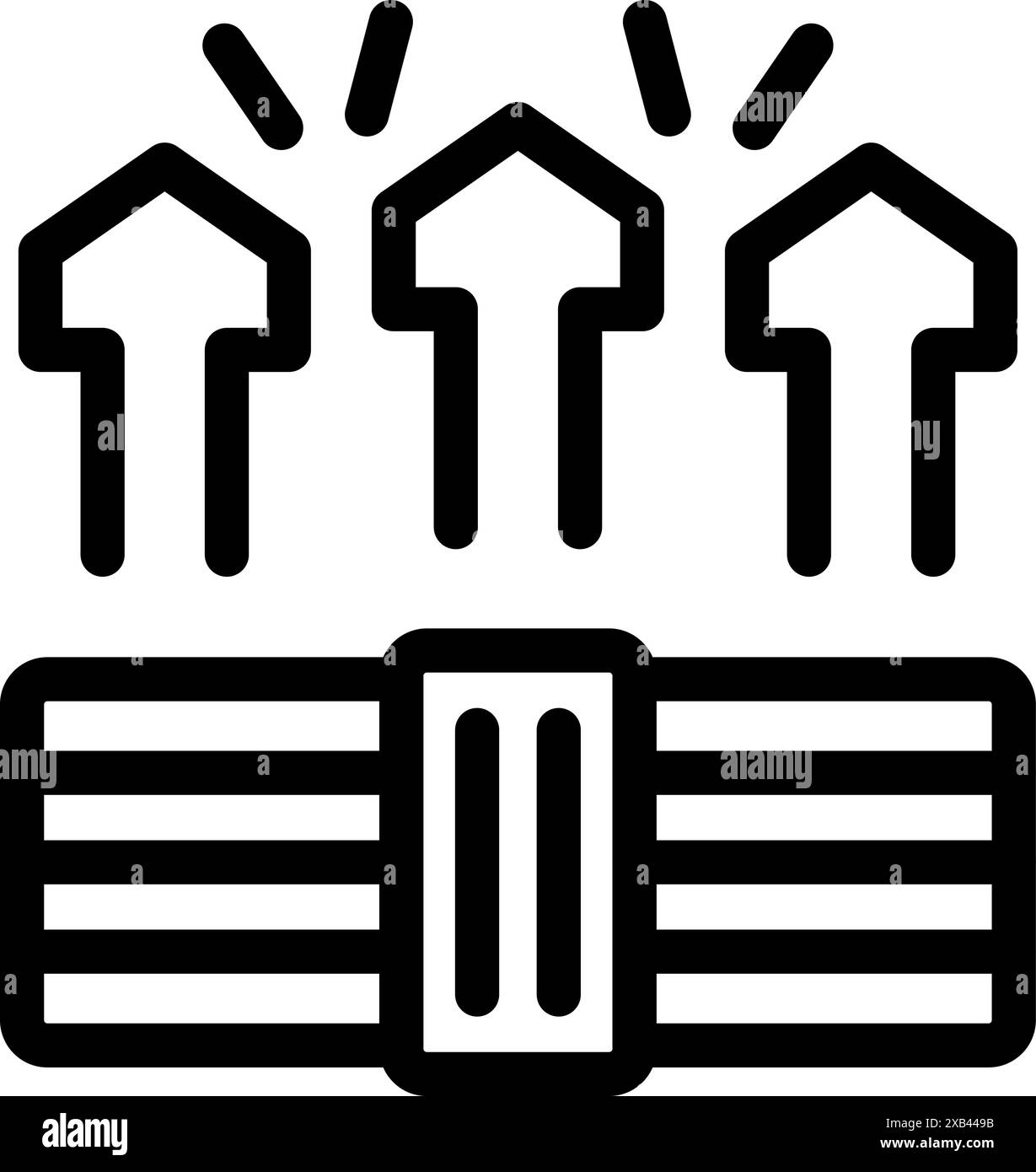 Money increasing value with up arrows pointing up over stack of bills ...
