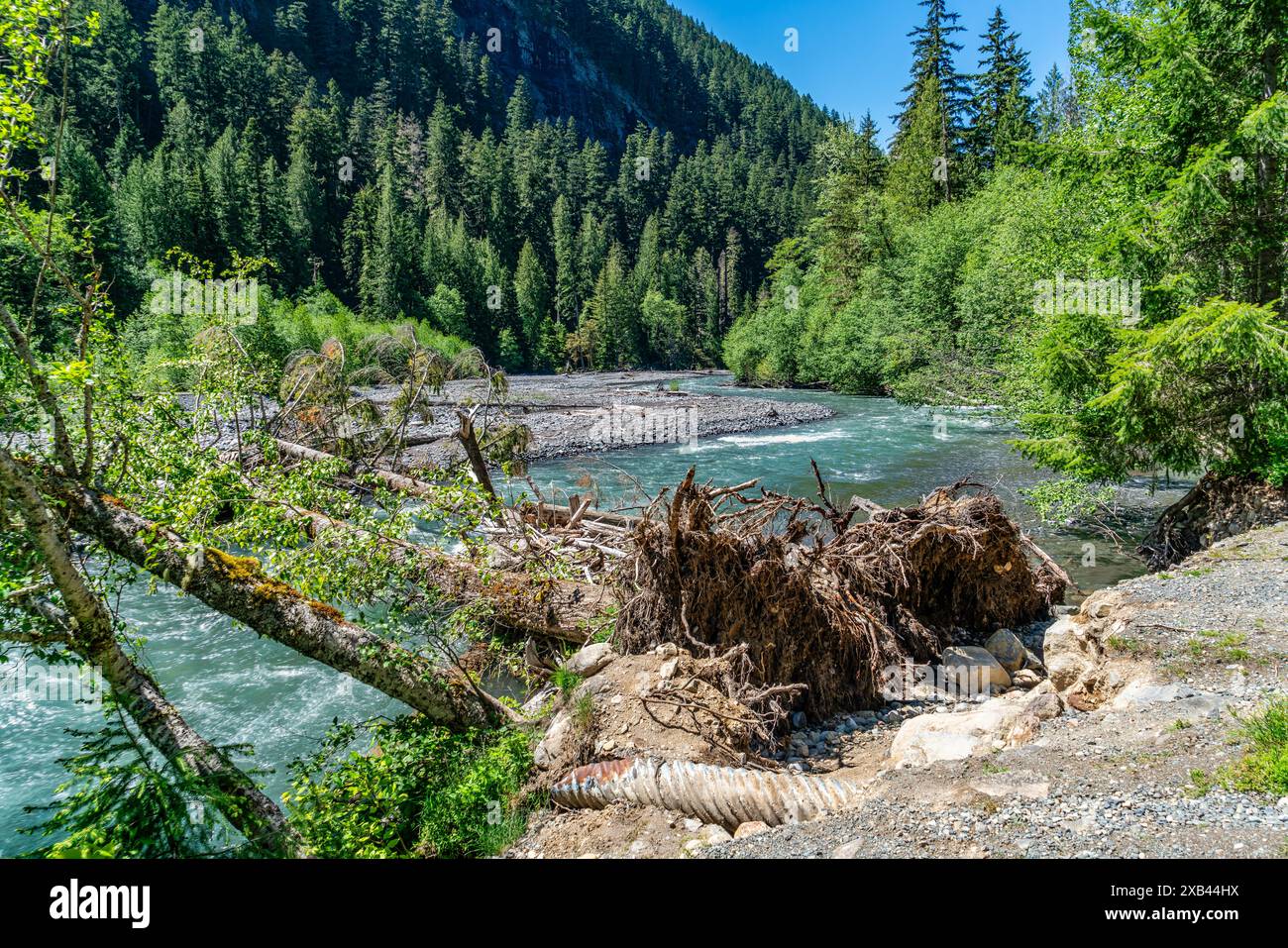 A view of the White River from highway 410 in Washington State Stock ...