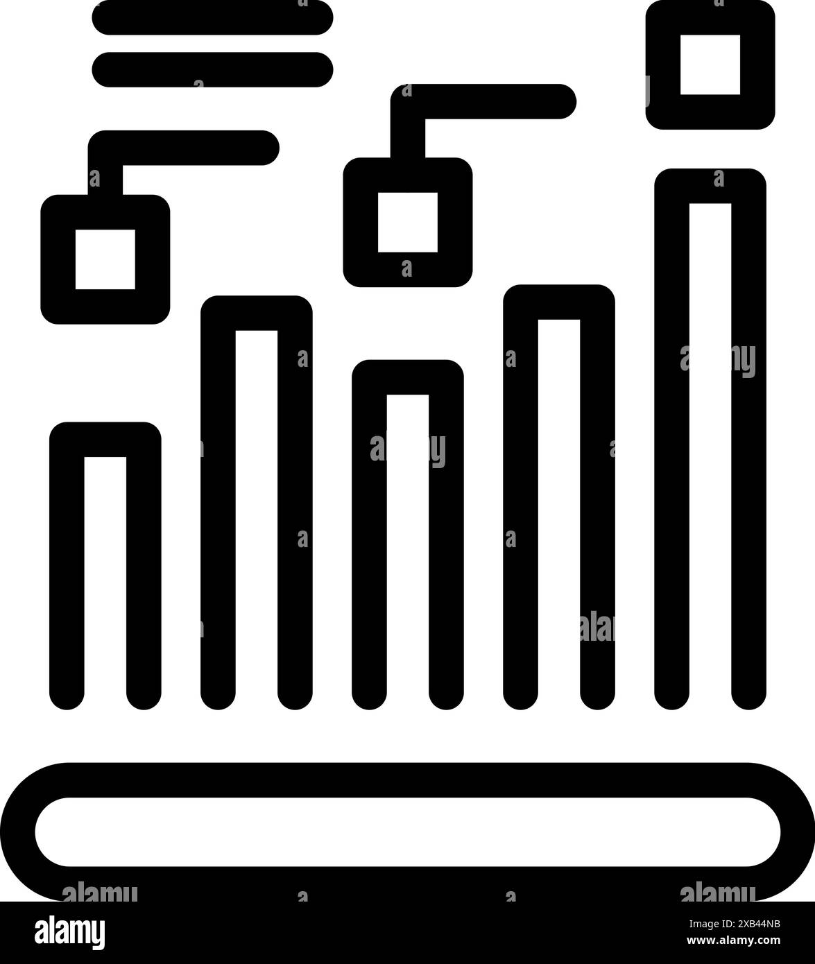 Line art icon of a data chart representing market analysis with growing ...