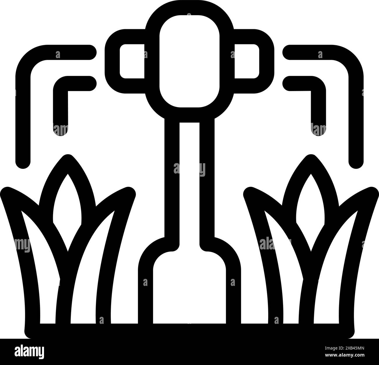 Simple icon representing an irrigation system watering crops Stock ...