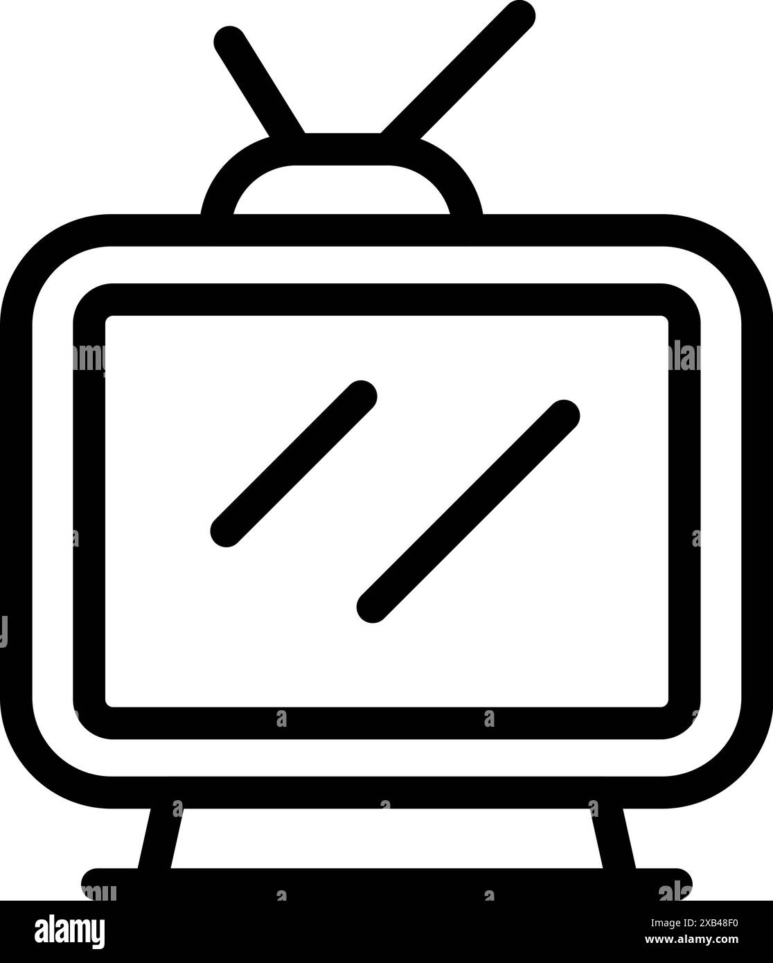 Simple black outline icon of a television set with static on the screen ...