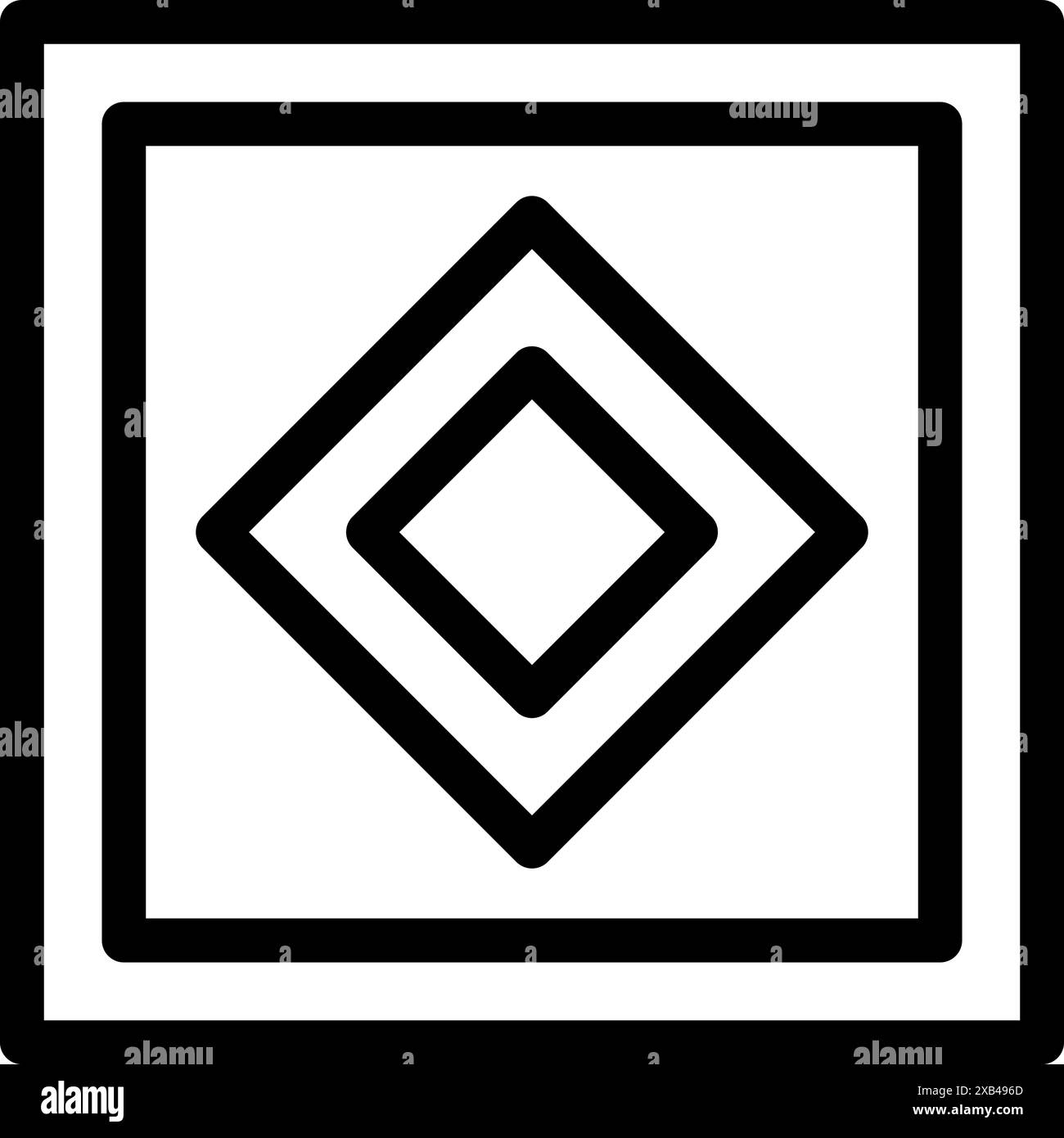 Minimalist black and white diamond shape design element with a double ...