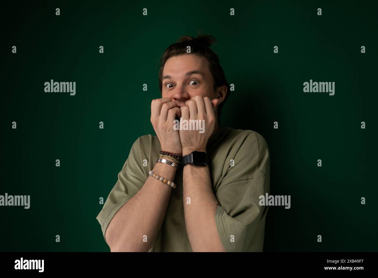Man Covering Face With Hands Stock Photo - Alamy