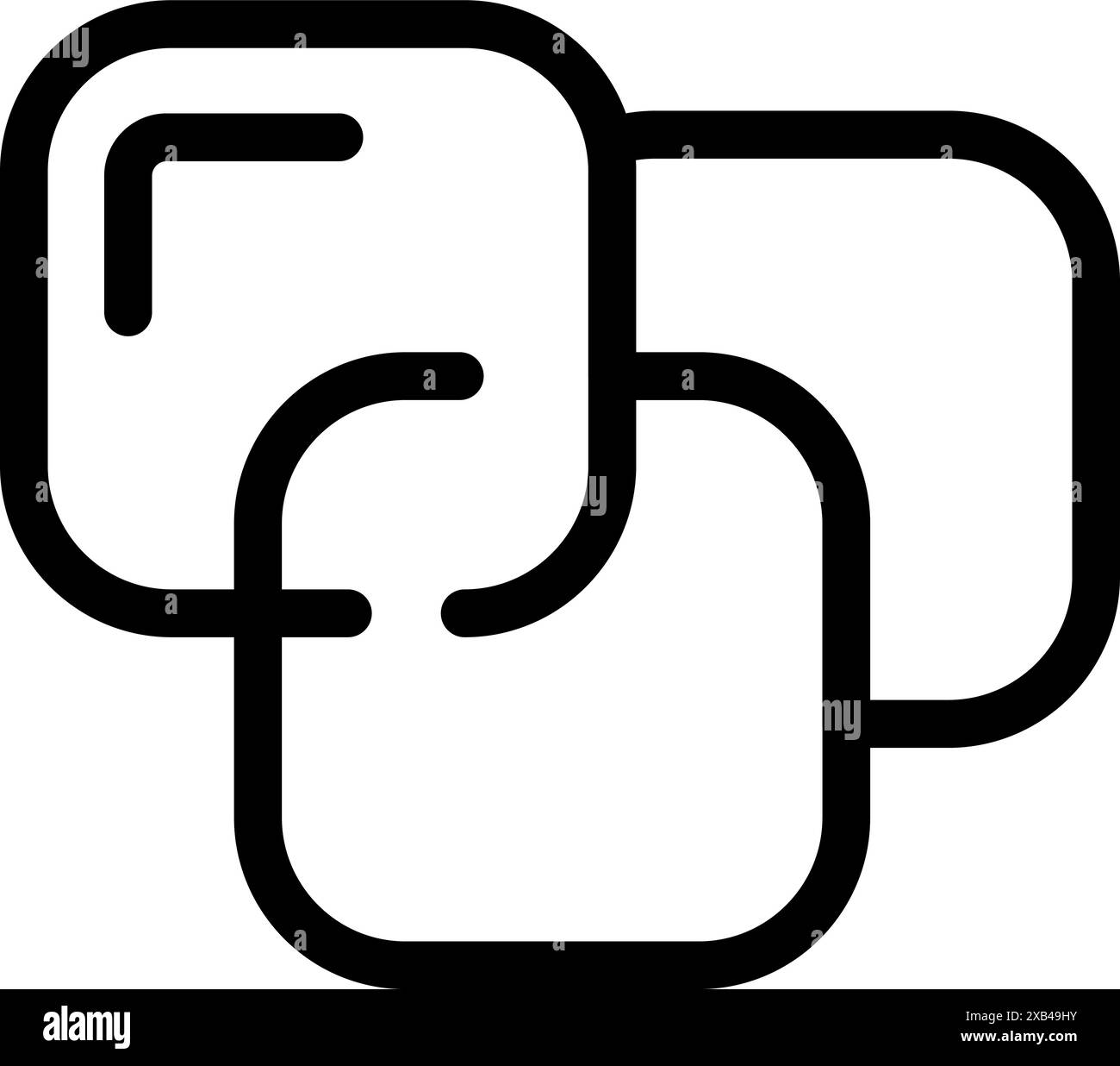 Simple icon depicting two square shapes merging, representing the ...