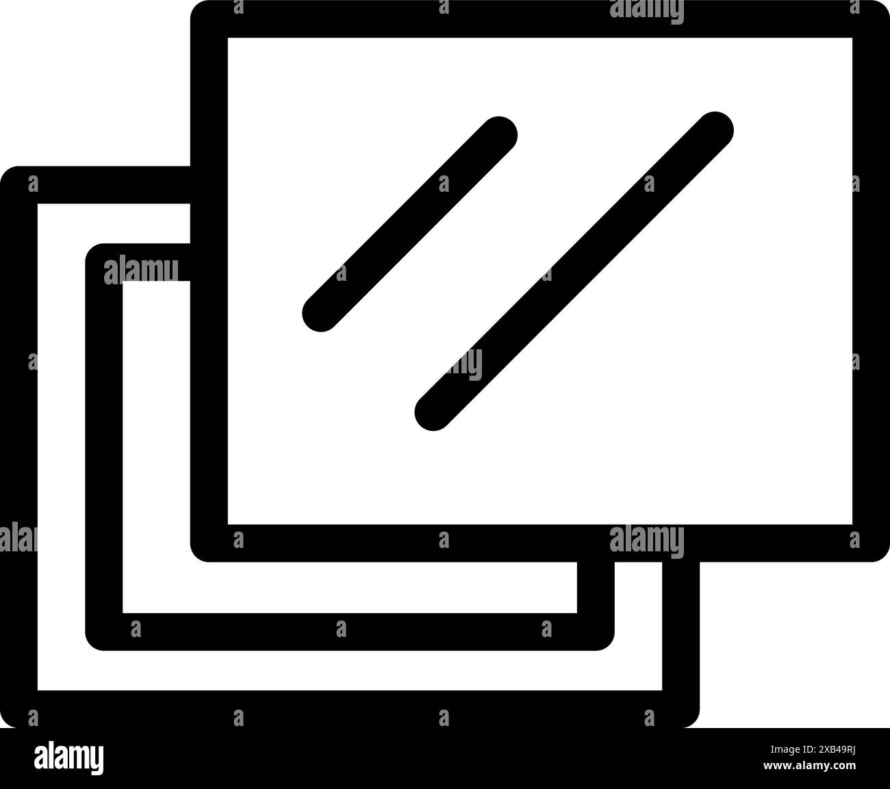 Simple black and white icon of overlapping windows, often used to represent multiple open ...