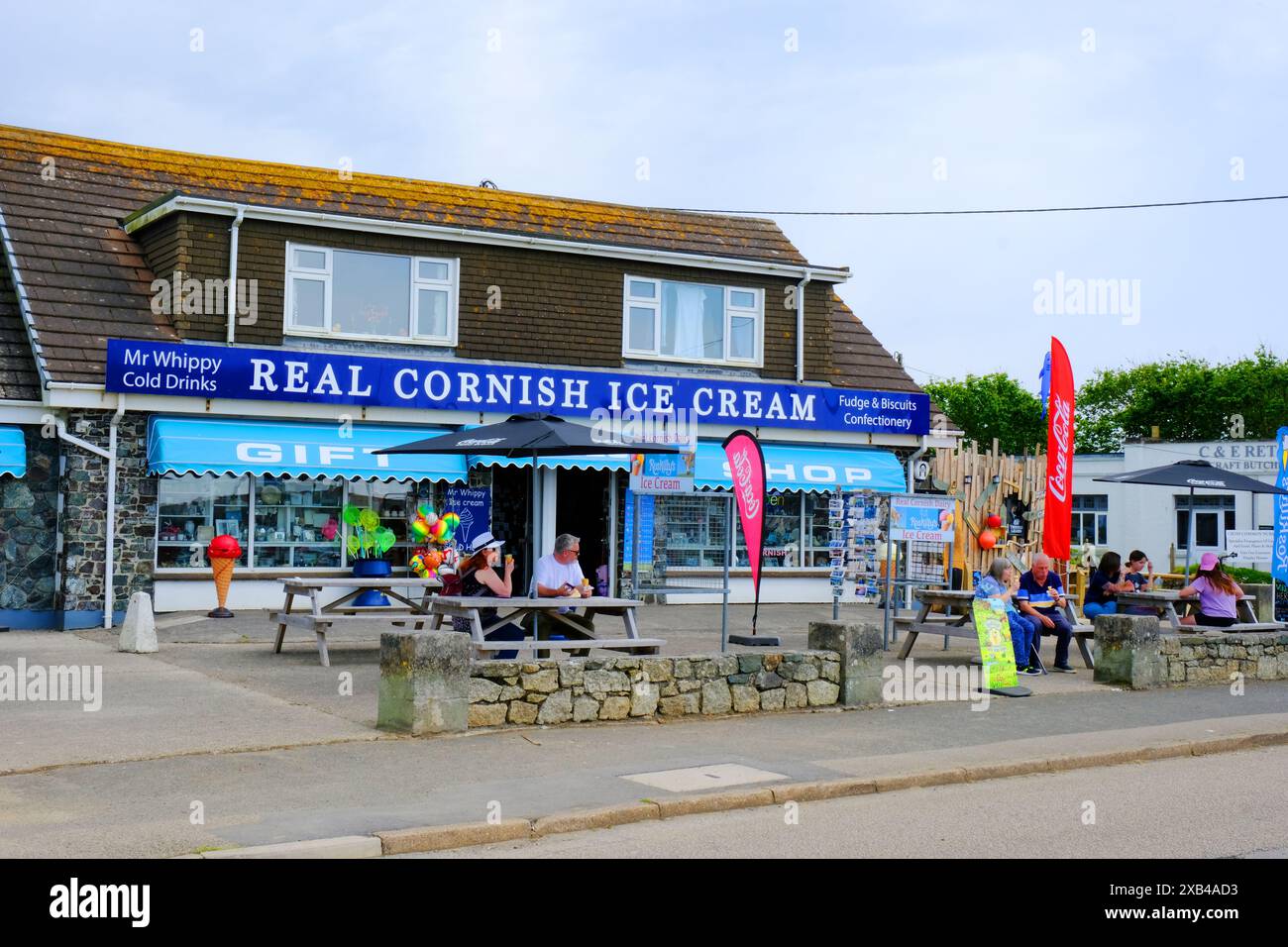 Cornish Ice Cream ad gift shop, the Lizard Village, Cornwall, UK - John ...