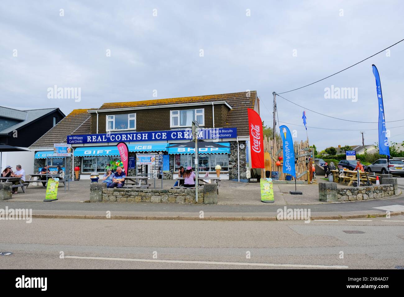 Cornish Ice Cream ad gift shop, the Lizard Village, Cornwall, UK - John ...