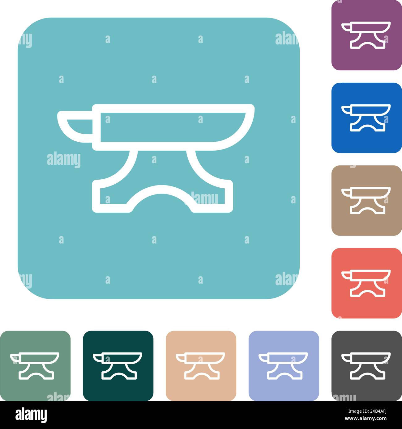 Anvil outline white flat icons on color rounded square backgrounds ...