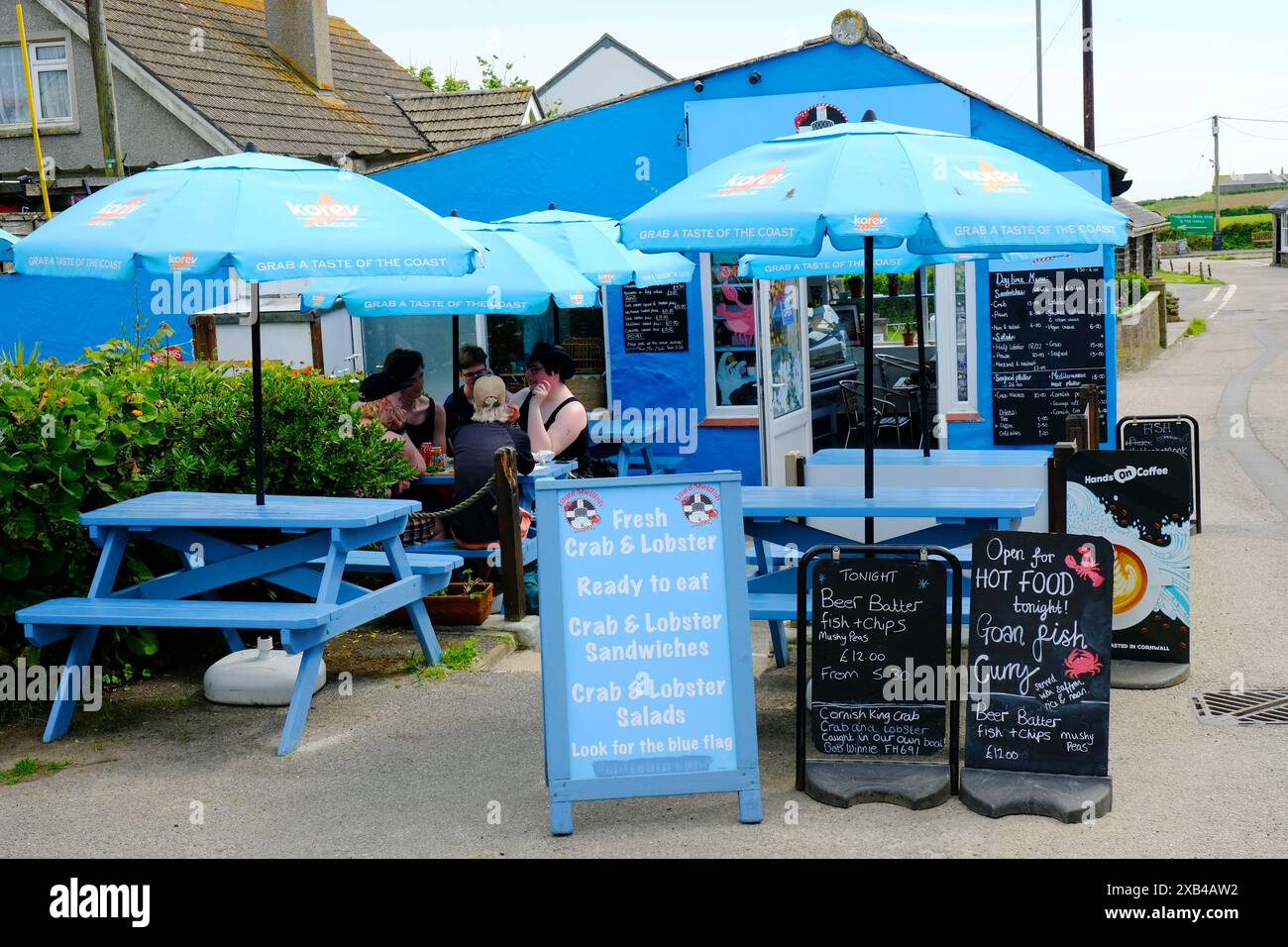 The Lizard Shellfish shop and cafe, the Lizard Village, Cornwall, UK ...
