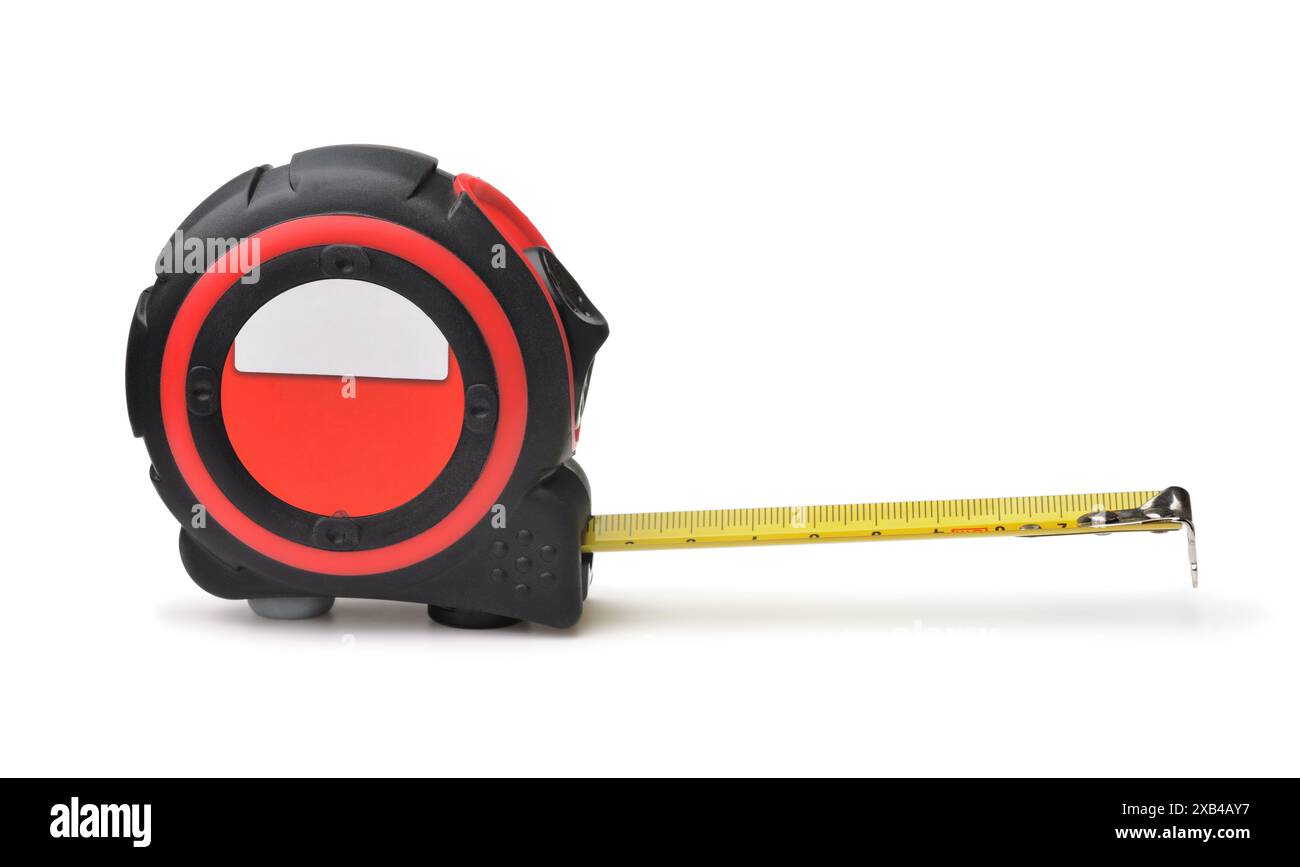 Side view of self-retracting tape measure isolated on white Stock Photo ...