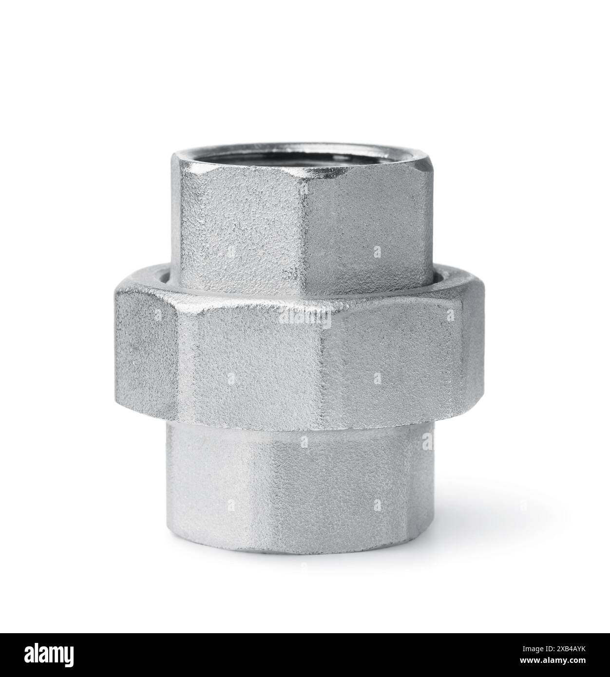 Front view of union female steel pipe fitting isolated on white Stock ...