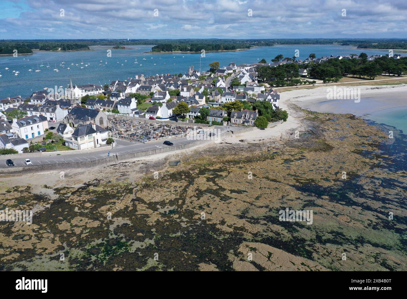 Luftbild Halbinsel Ile-Tudy, Departement Finistere Penn ar Bed, Region Bretagne Breizh ...