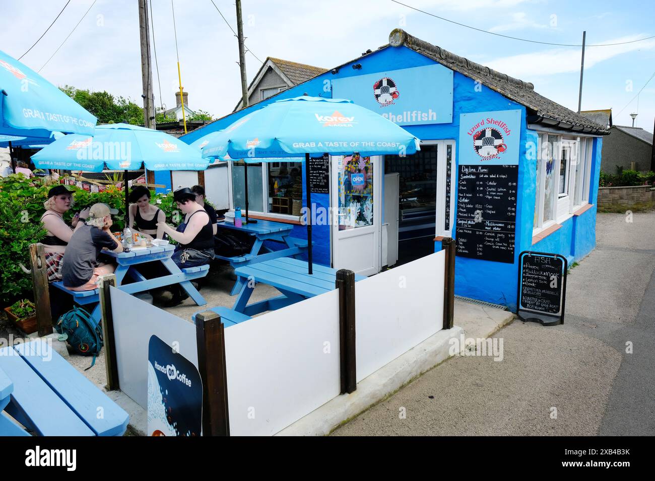 The Lizard Shellfish shop and cafe, the Lizard Village, Cornwall, UK ...