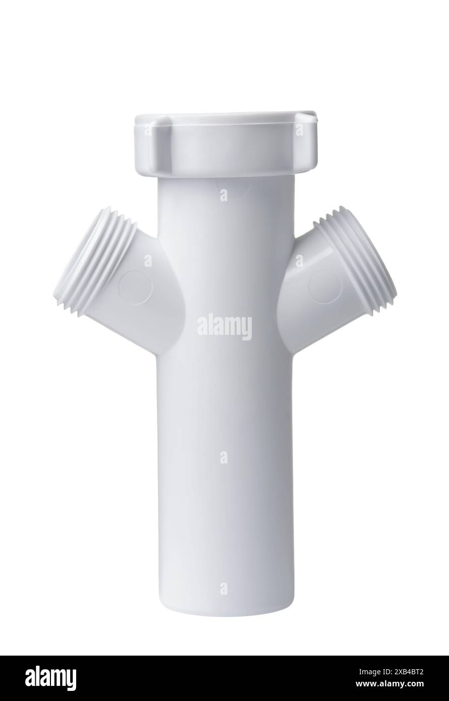 Front view of plastic pipe splitter isolated on white Stock Photo - Alamy