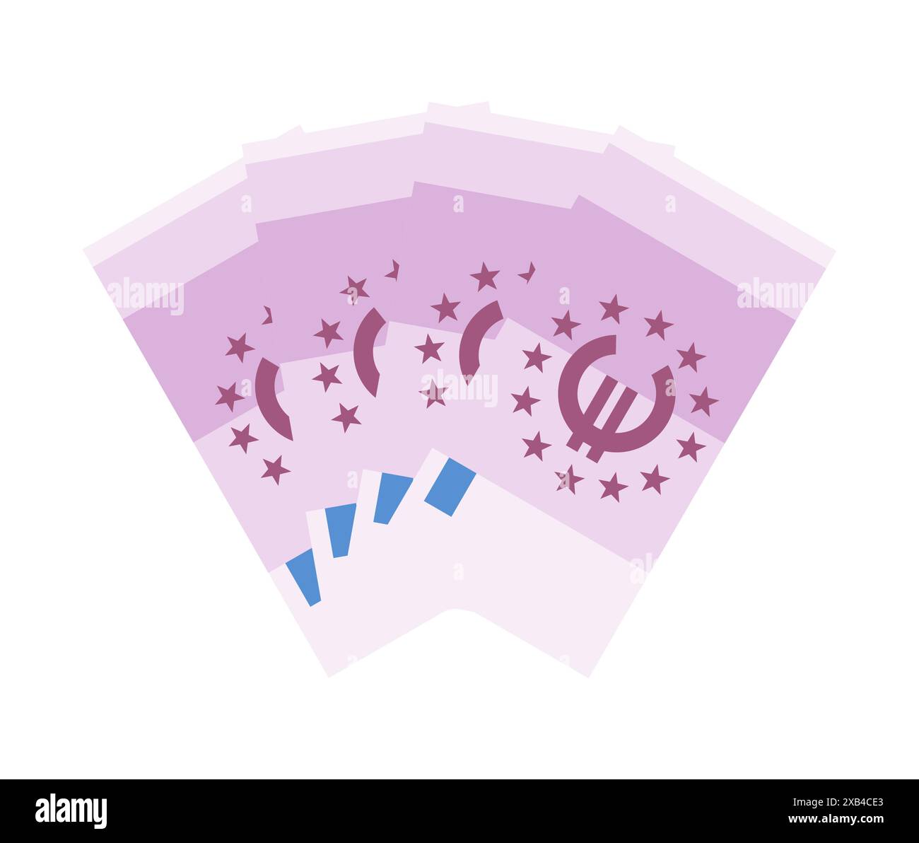 Stack of euro banknotes isolated on white background, flat vector ...