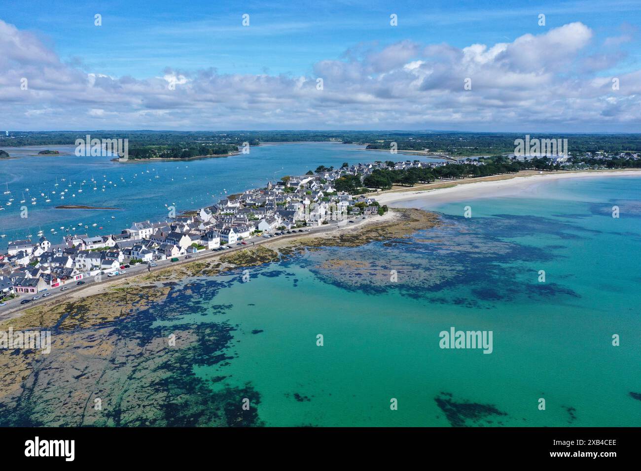 Luftbild Halbinsel Ile-Tudy, Departement Finistere Penn ar Bed, Region Bretagne Breizh ...