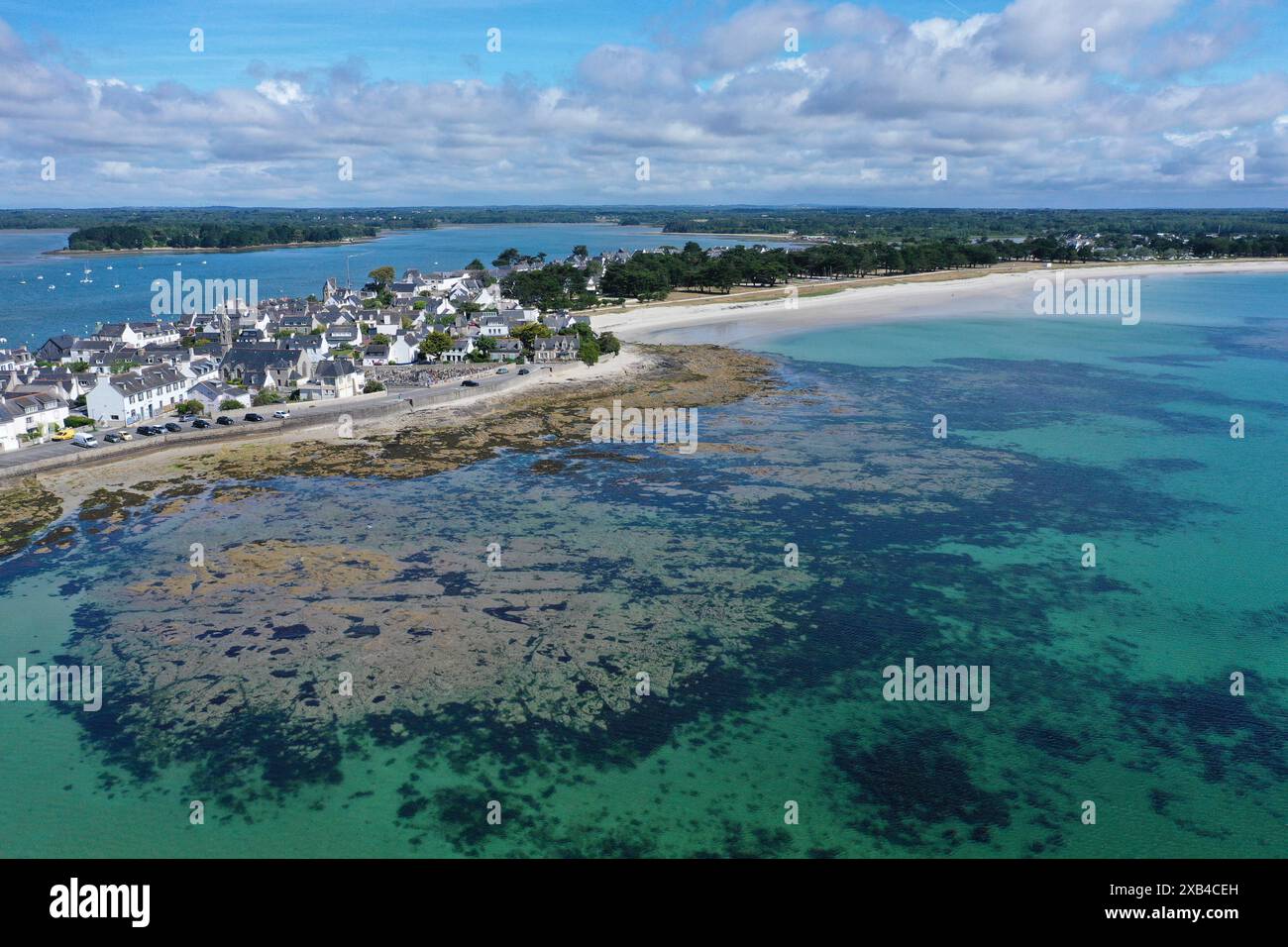 Luftbild Halbinsel Ile-Tudy, Departement Finistere Penn ar Bed, Region Bretagne Breizh ...