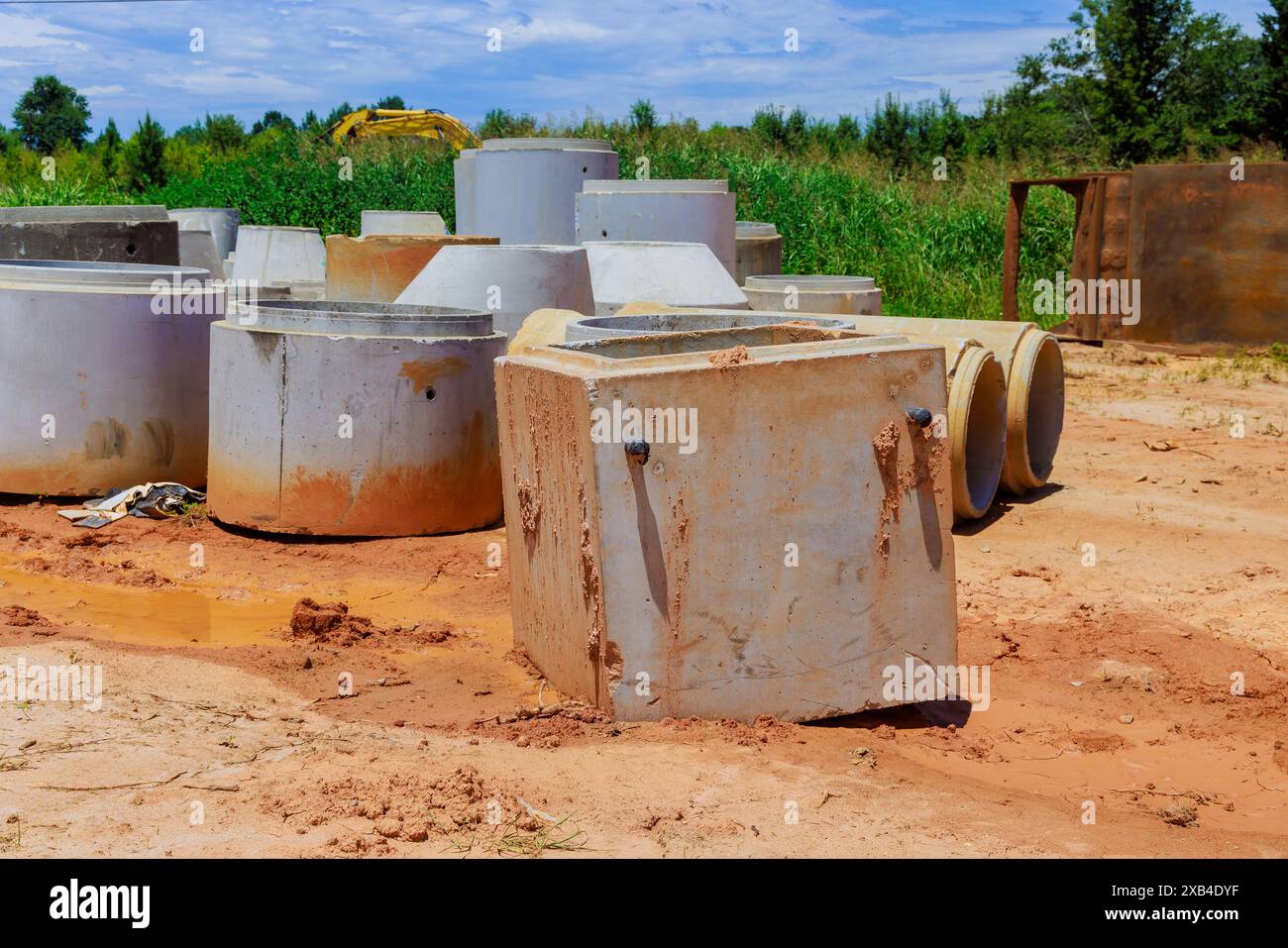 Before installing concrete drainage wells on construction site ...
