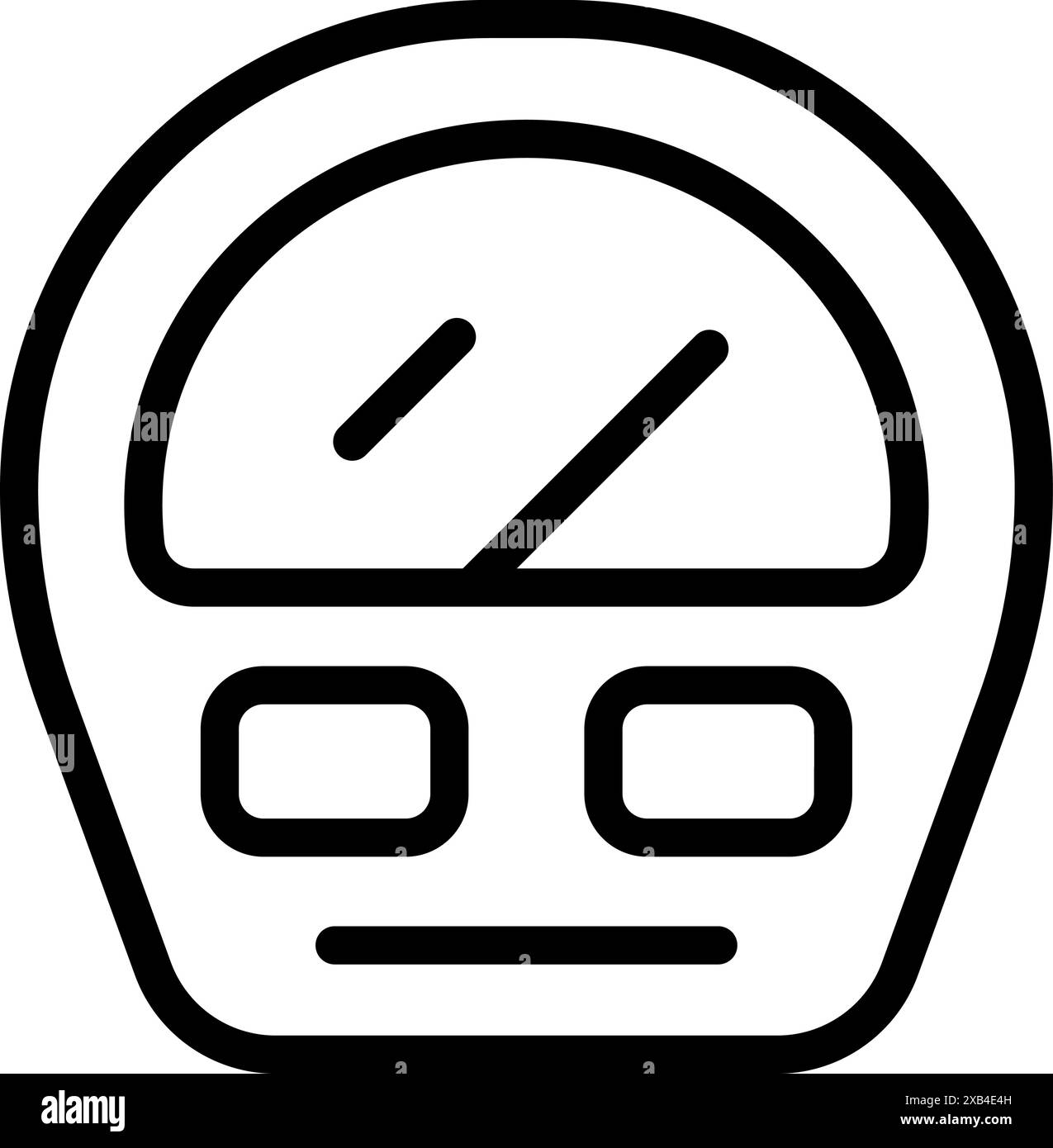 Simple line icon of a speedometer with its needle pointing at the ...