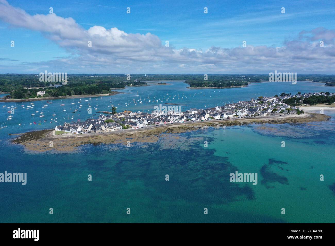 Luftbild Halbinsel Ile-Tudy, Departement Finistere Penn ar Bed, Region Bretagne Breizh ...