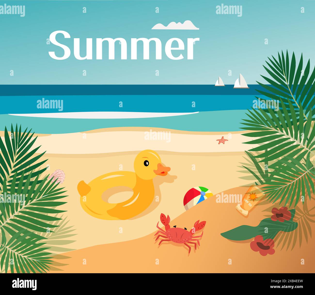 Travel destinations summer, postcard, flat style, vector Stock Vector ...