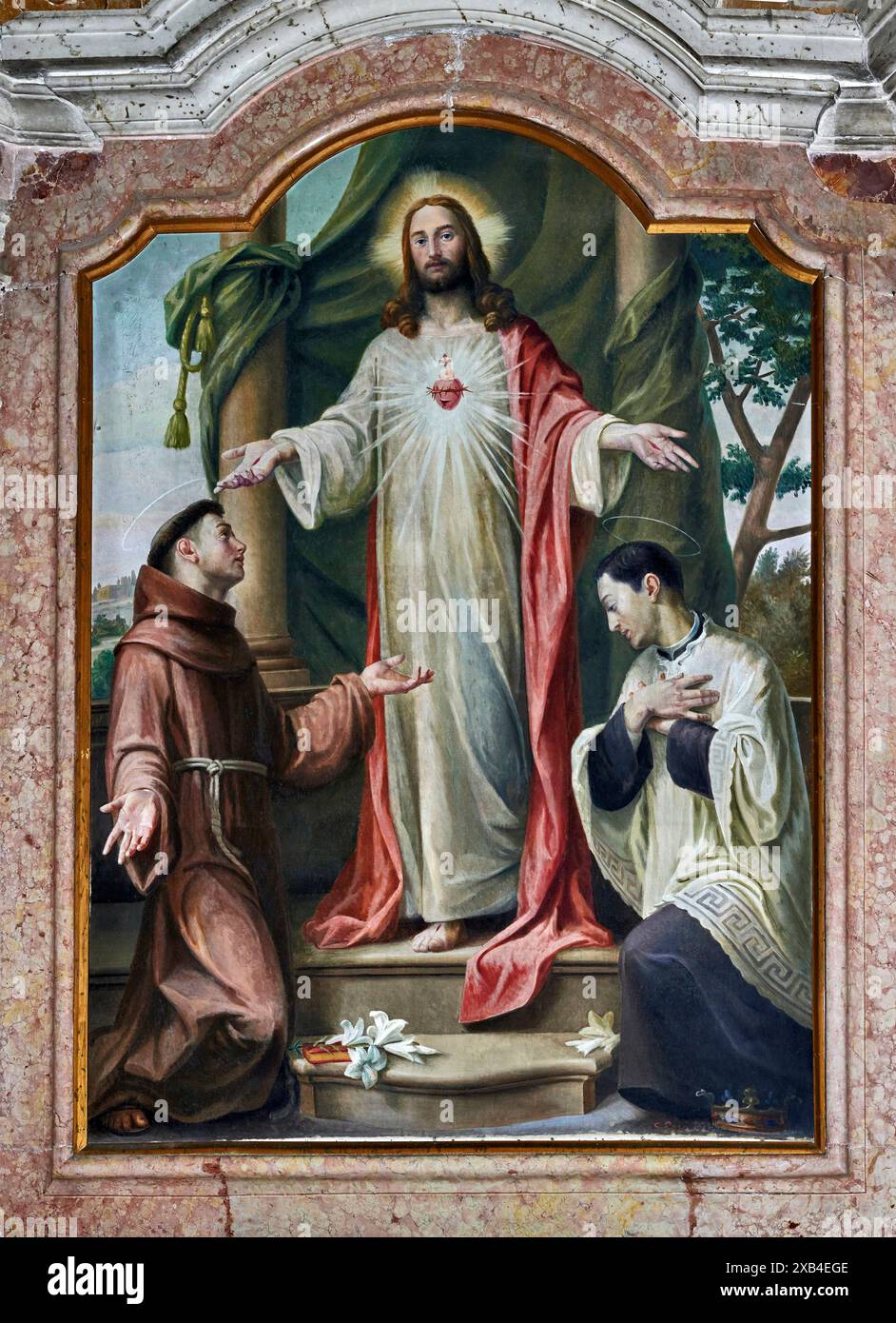 Sacro Cuore di Gesù con S. Antonio da Padova e S. Luigi Gonzaga - olio ...