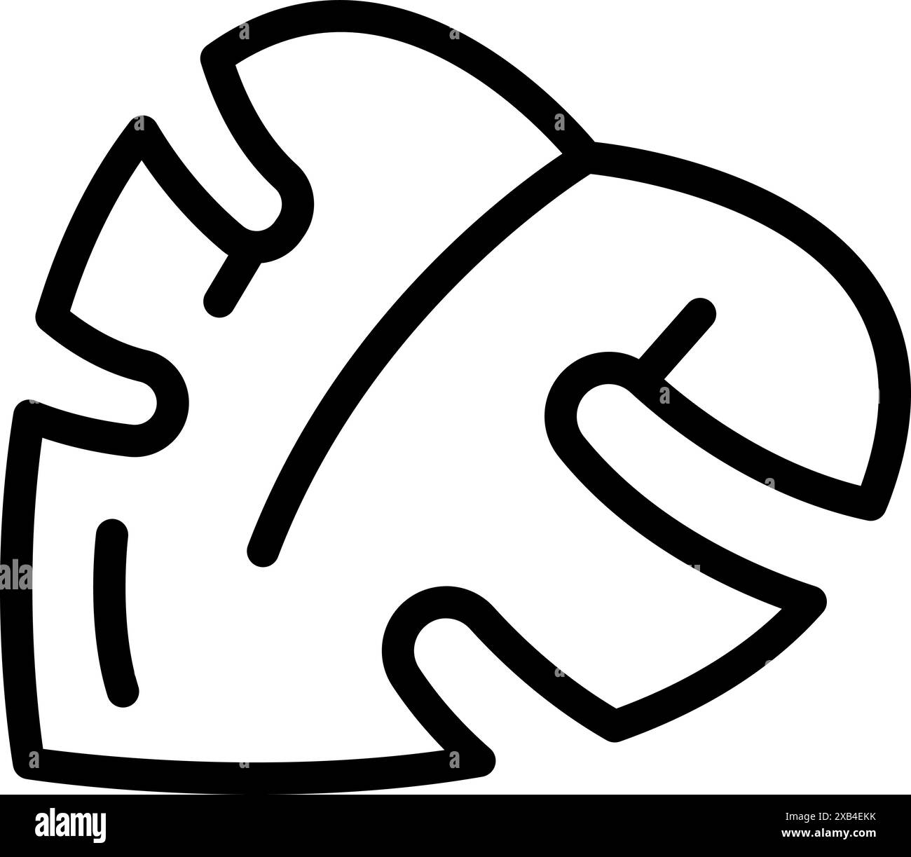 Simple line art icon representing a monstera deliciosa leaf, perfect ...