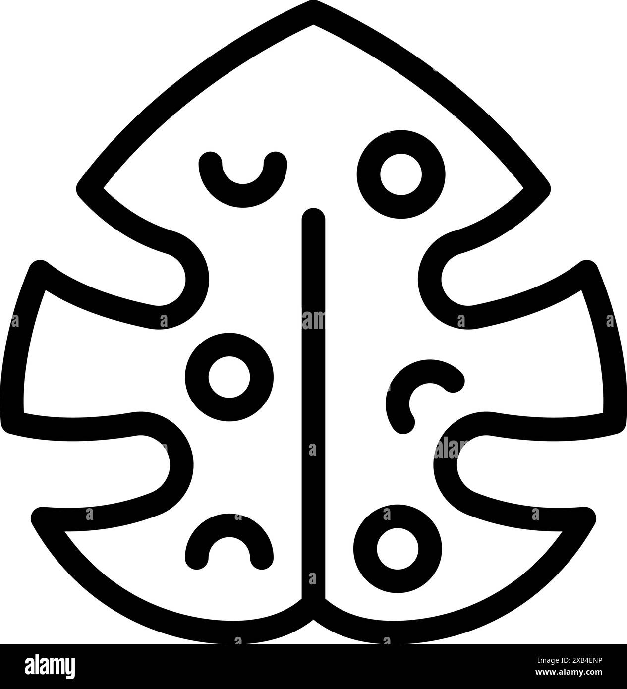 Simple line art icon of a split leaf philodendron leaf, perfect for ...