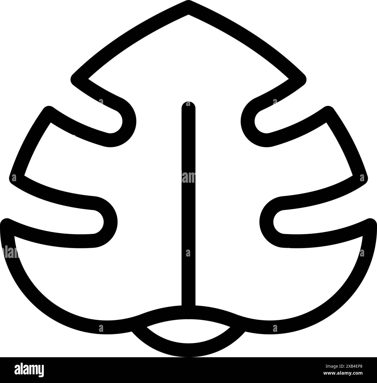 Simple line art illustration of a tropical monstera deliciosa leaf ...