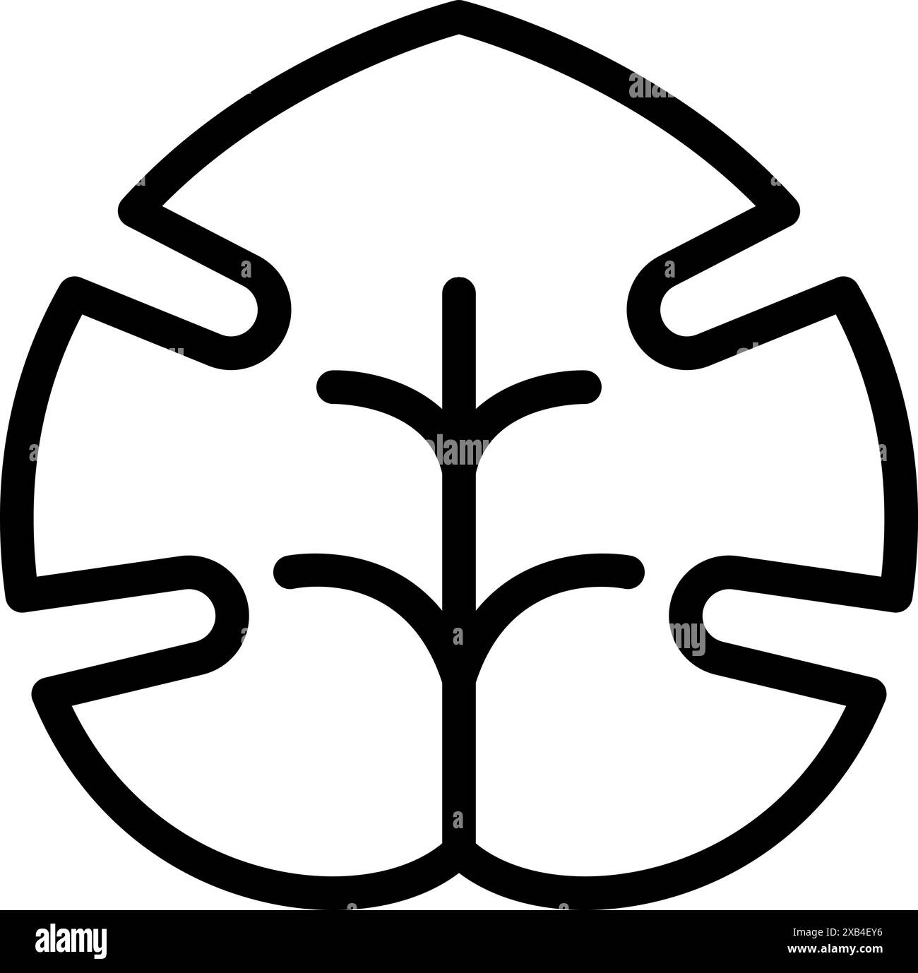 Simple icon of a monstera deliciosa leaf with a bold outline, ideal for ...