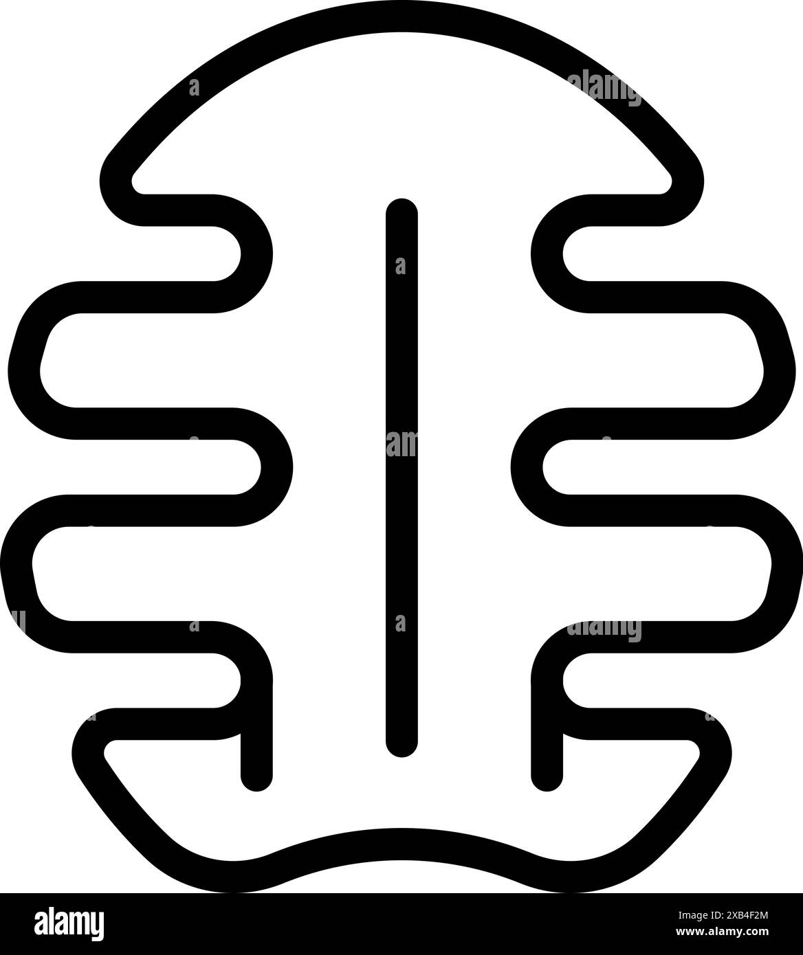 Simple black outline icon of a human brain with two hemispheres ...