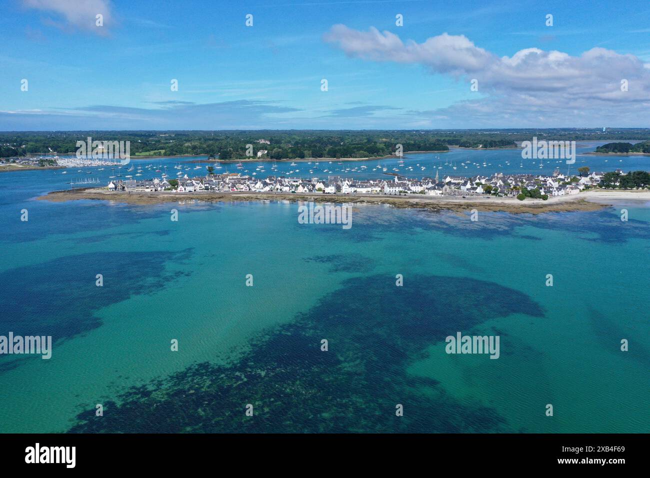 Luftbild Halbinsel Ile-Tudy, Departement Finistere Penn ar Bed, Region Bretagne Breizh ...