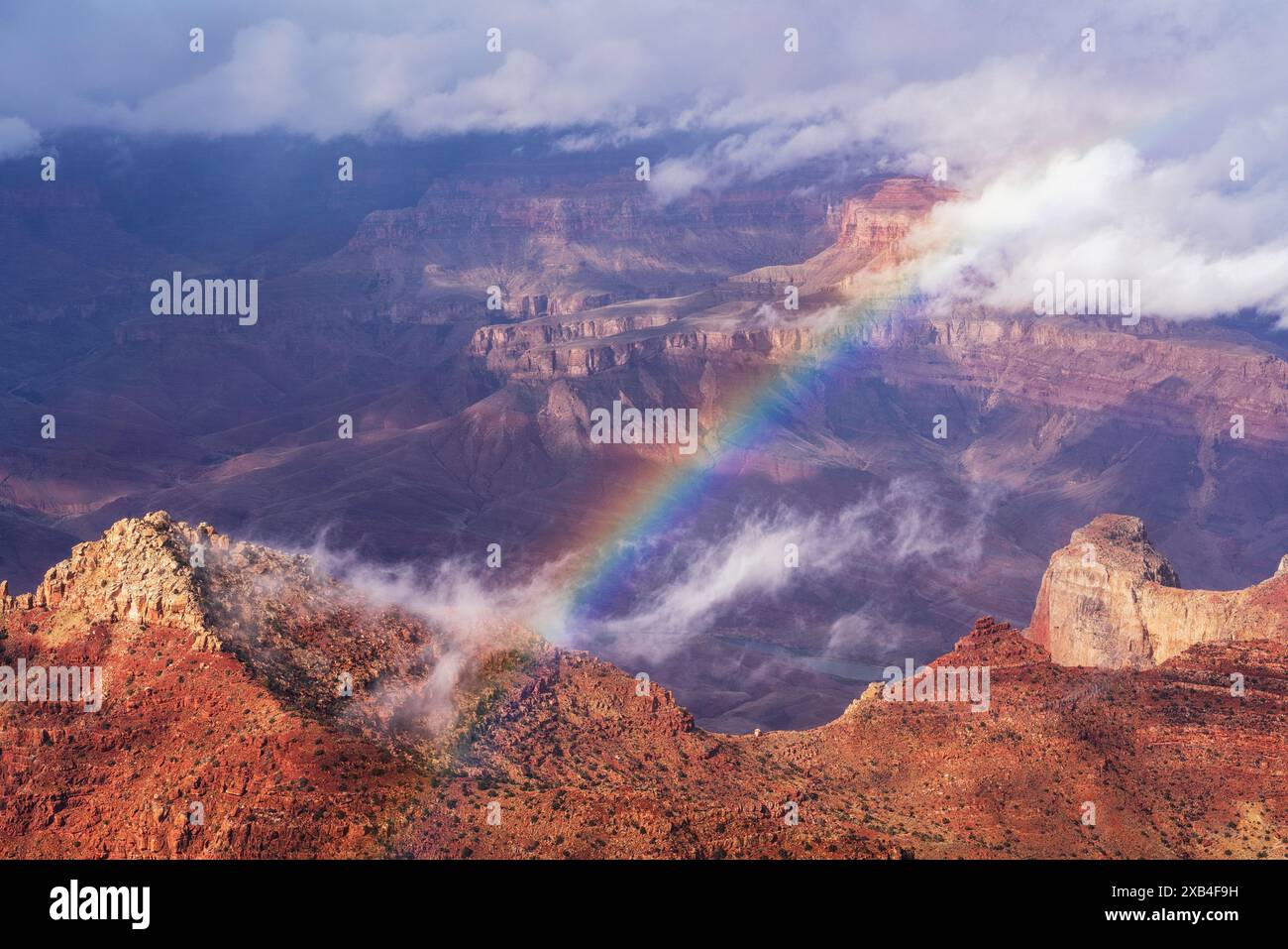Rainbow forms during clearing of a winter storm at Navajo Point on the ...