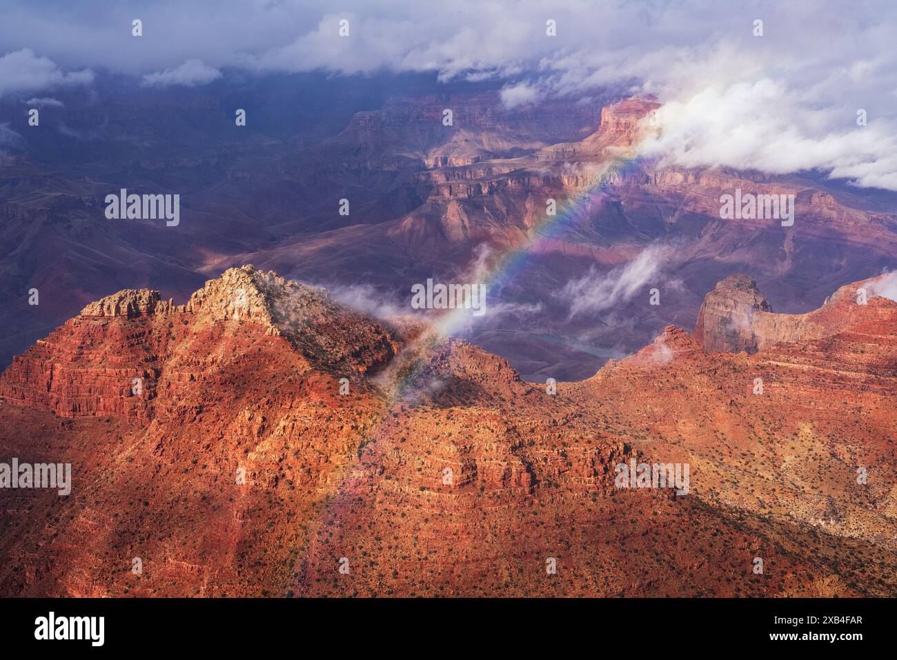 Rainbow forms during clearing of a winter storm at Navajo Point on the ...
