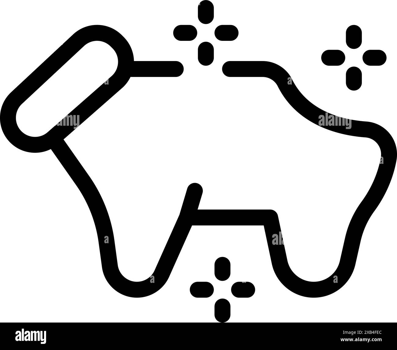 Minimalist icon of a cow giving milk with sparkles surrounding it ...